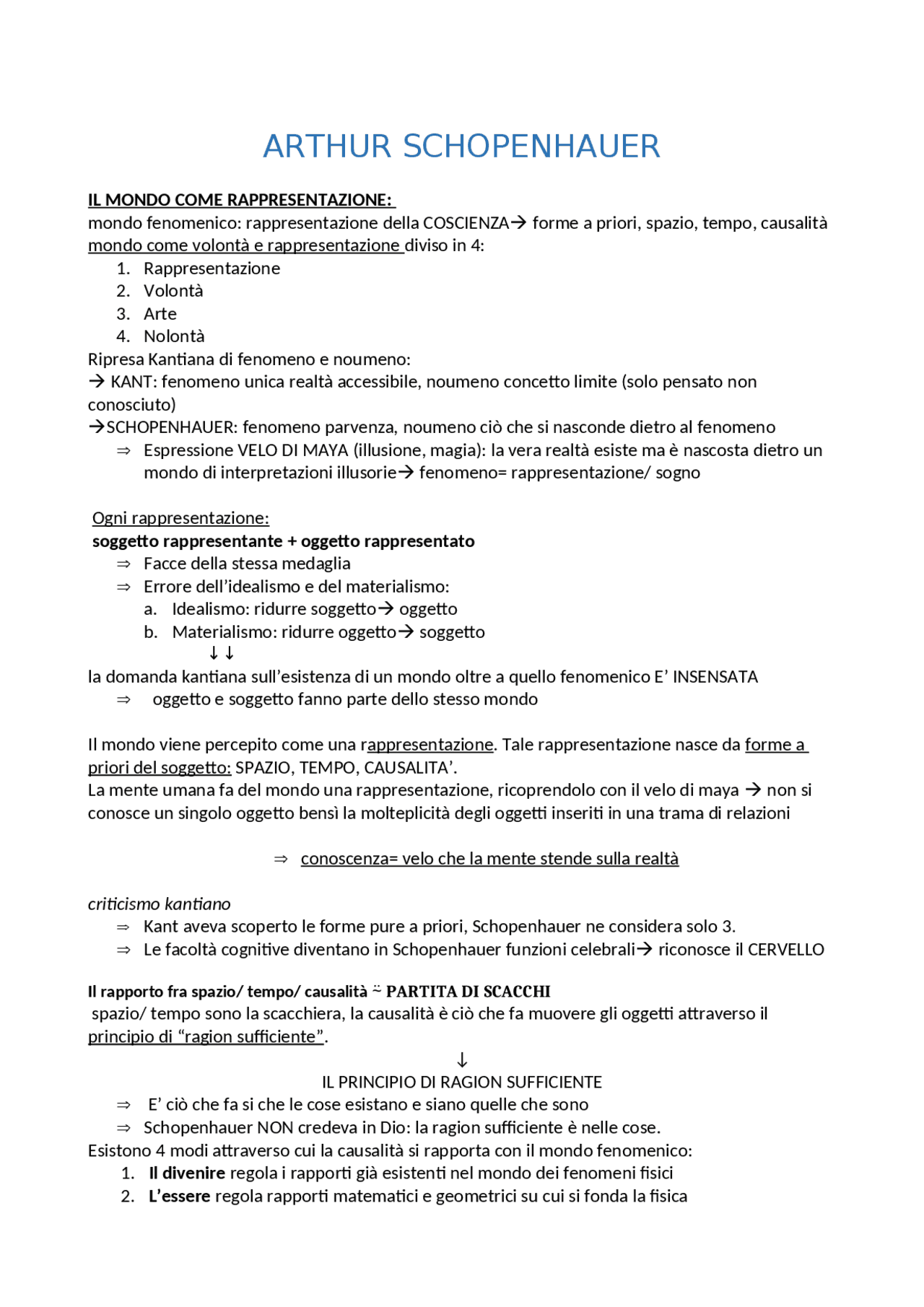 Arthur Schopenhauer - Docsity