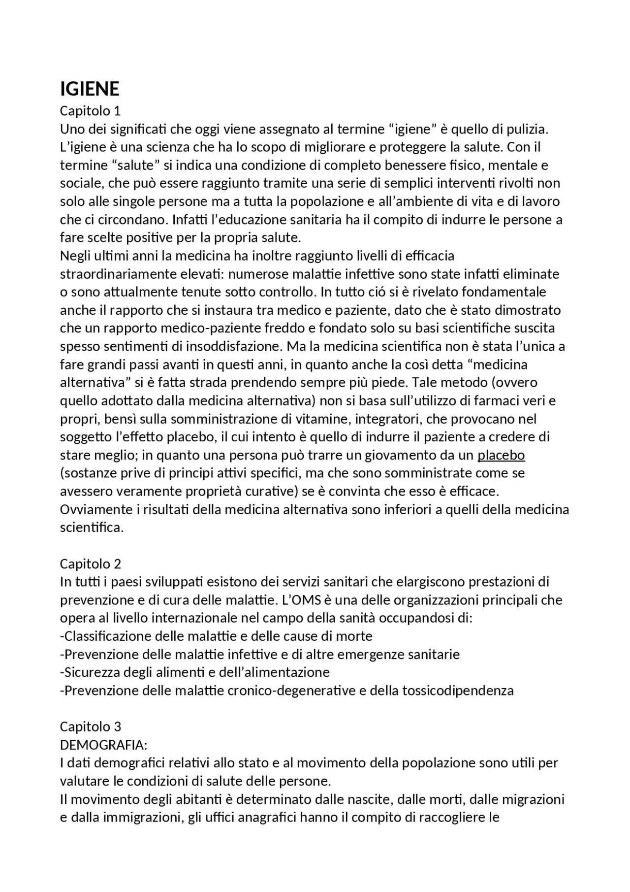 Appunti Di Igiene Dispense Utili Docsity