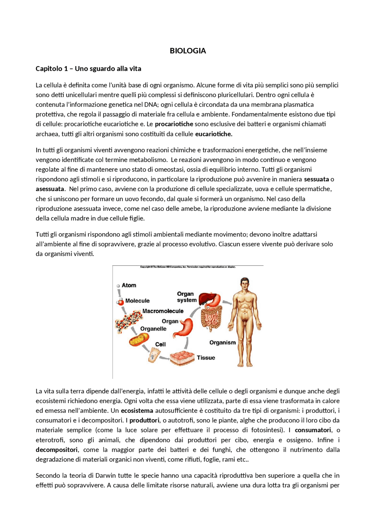 Riassunto E Appunti Elementi Di Biologia Solomon Docsity