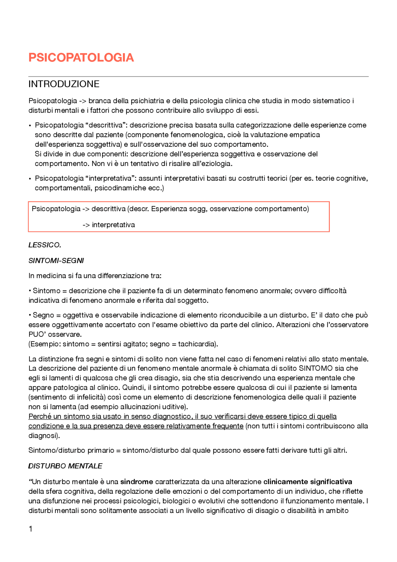 Elementi Di Psicopatologia Docsity
