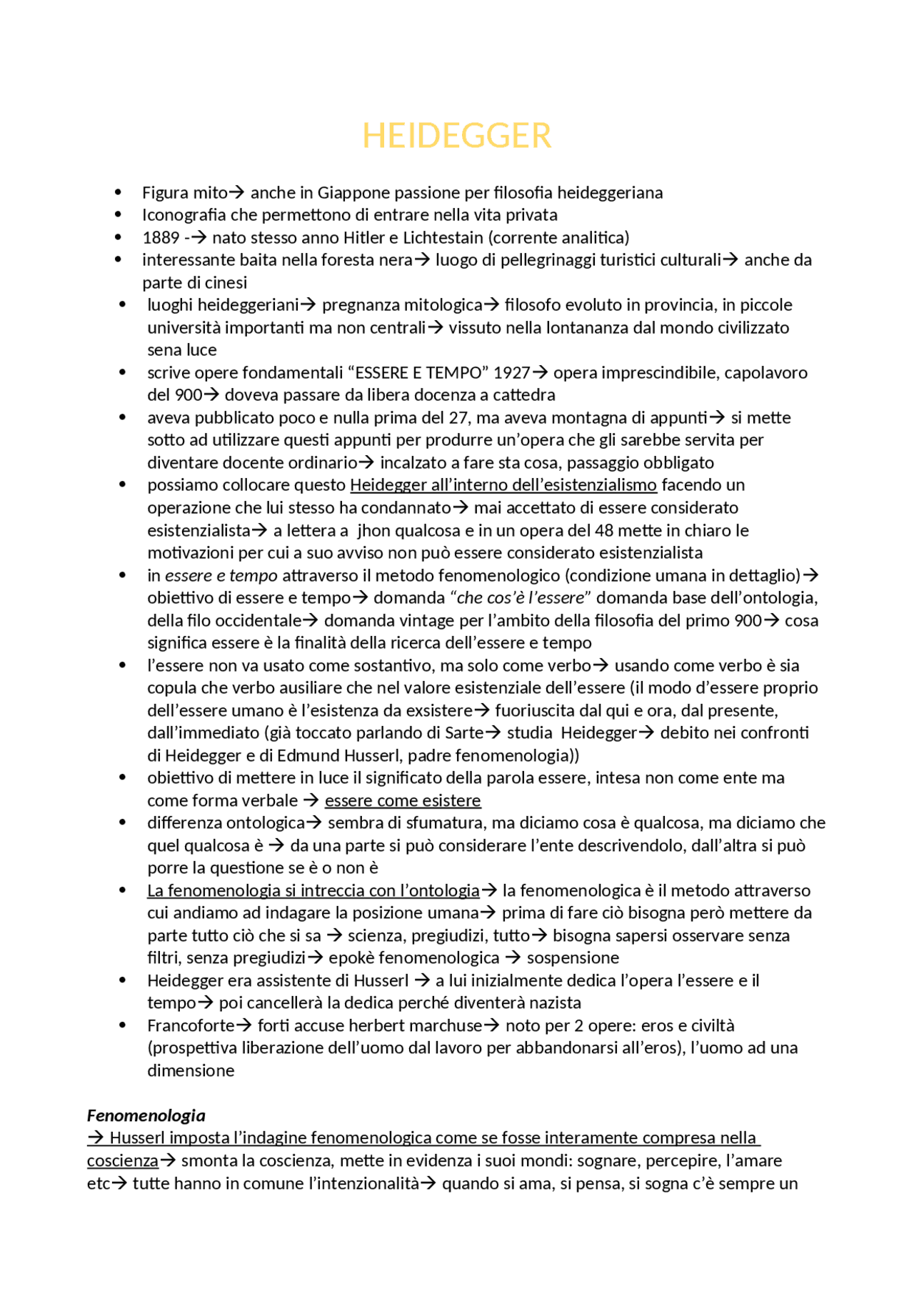 Riassunto Della Filosofia Di Heidegger Docsity