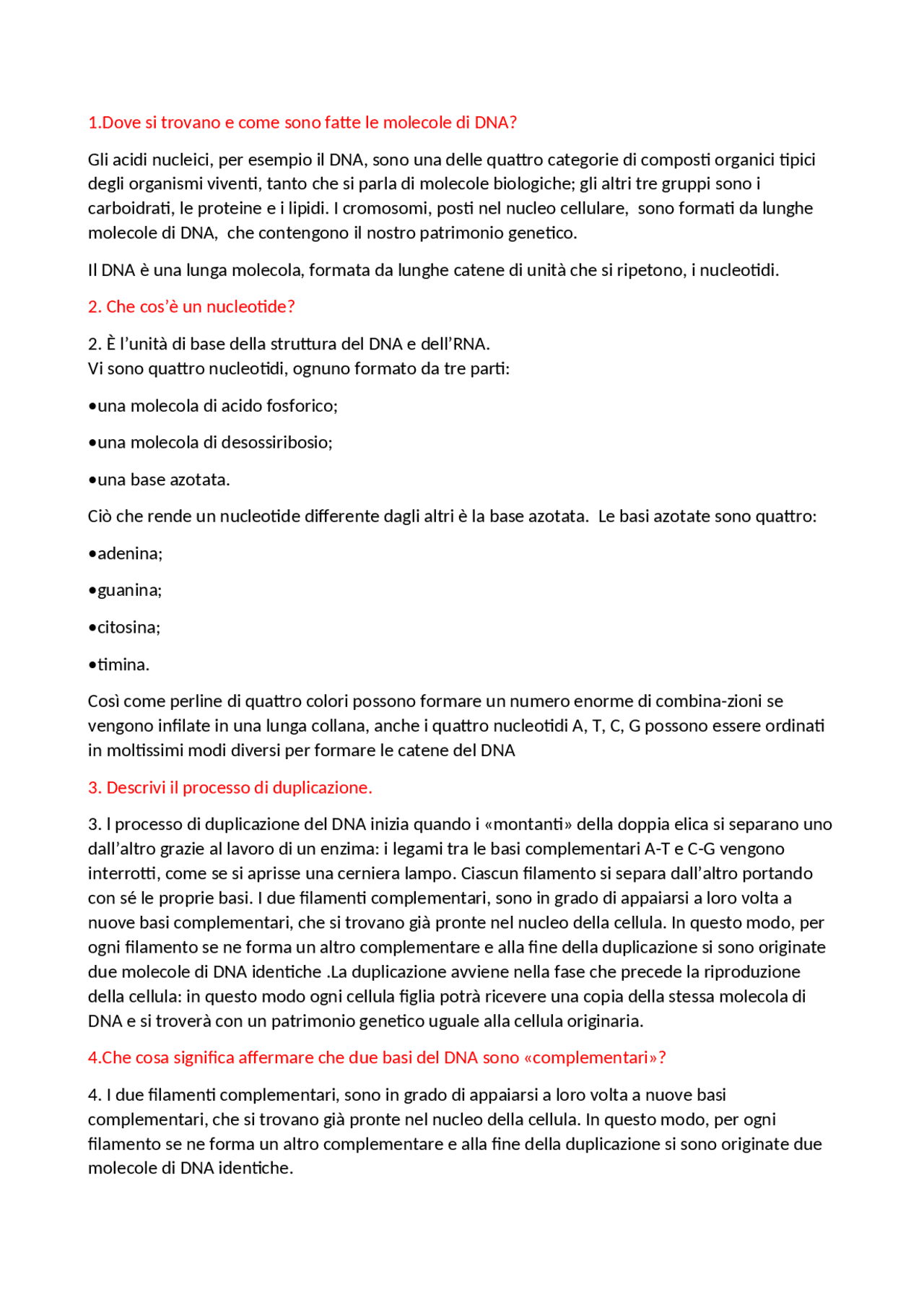 Dna E Rna Sintesi Breve Docsity