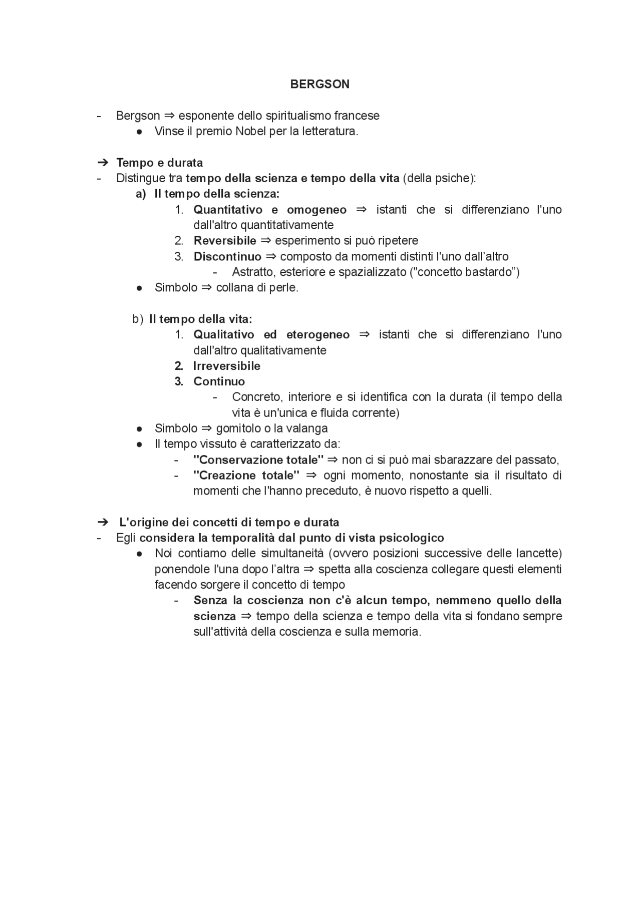 Riassunto Di Bergson Docsity