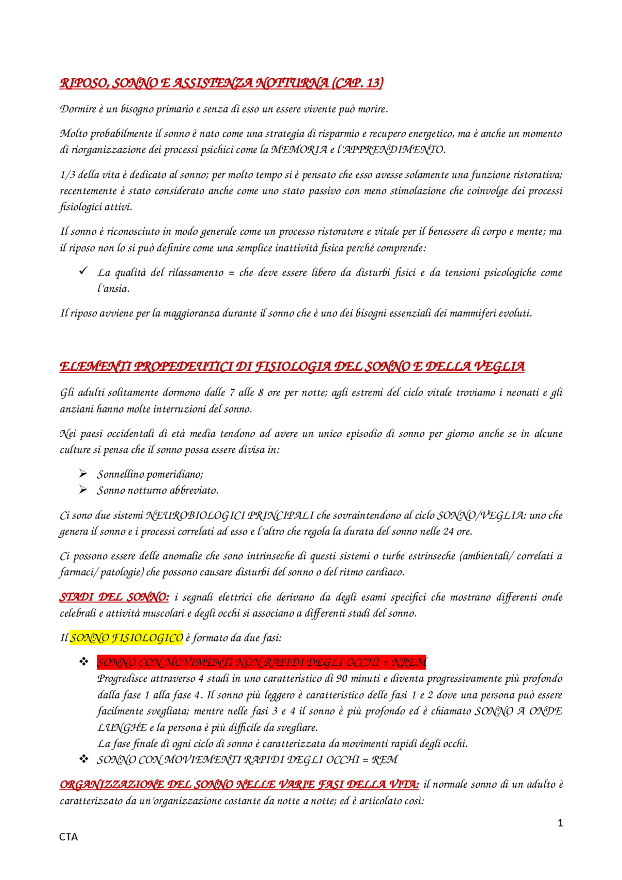 Il Sonno E Il Riposo Docsity