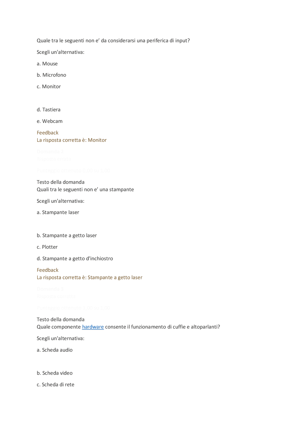 Simulazione esame EIRSAF FULL mod.01 | Panieri di Elementi di Informatica | Docsity