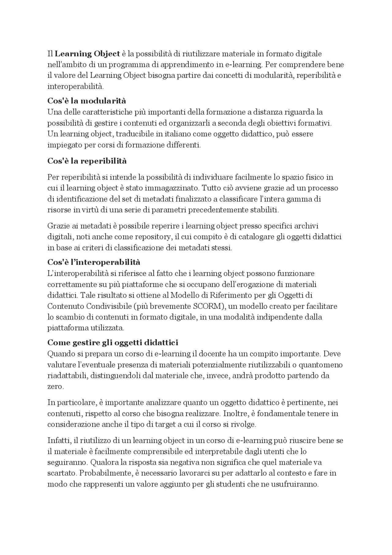 Il Nuovo Learning Object Docsity