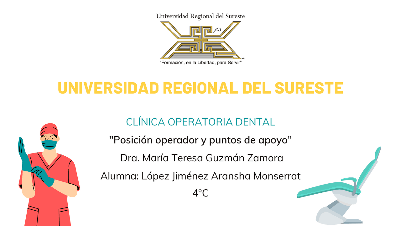 POSICIÓN DEL OPERADOR Y PUNTOS DE APOYO | Diapositivas de Odontología ...