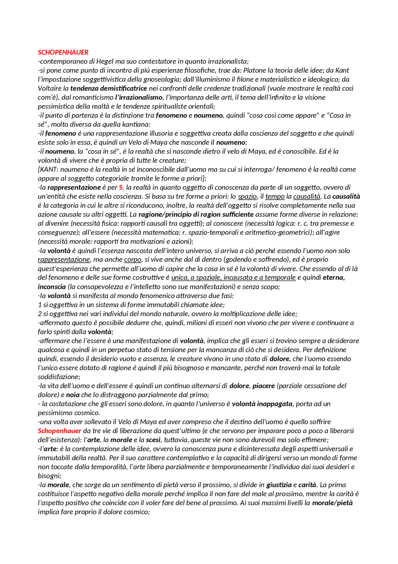 Schopenhauer E Kierkegaard Appunti Di Filosofia Docsity
