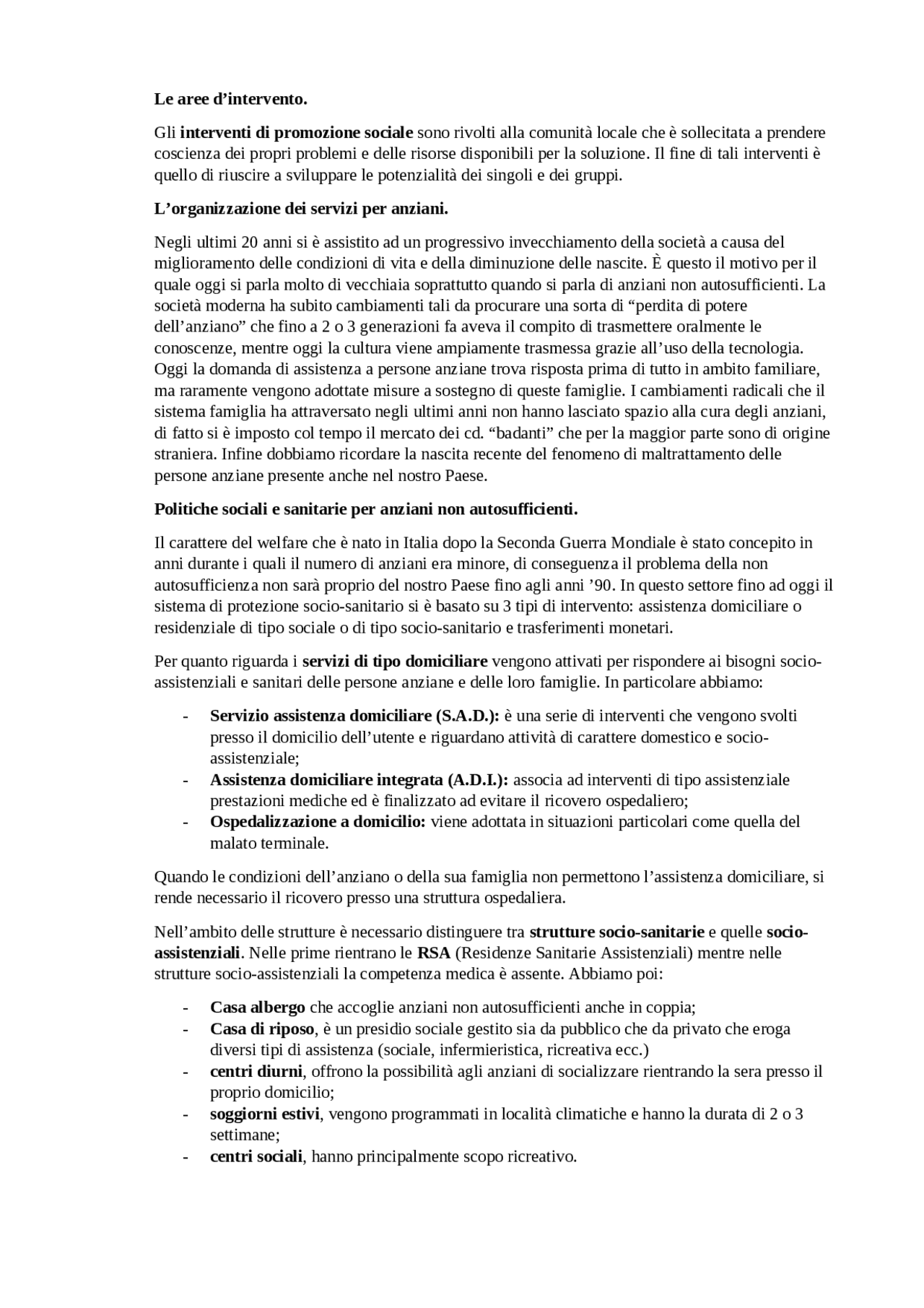 Le Aree Dintervento Lassistente Sociale Specialista Docsity