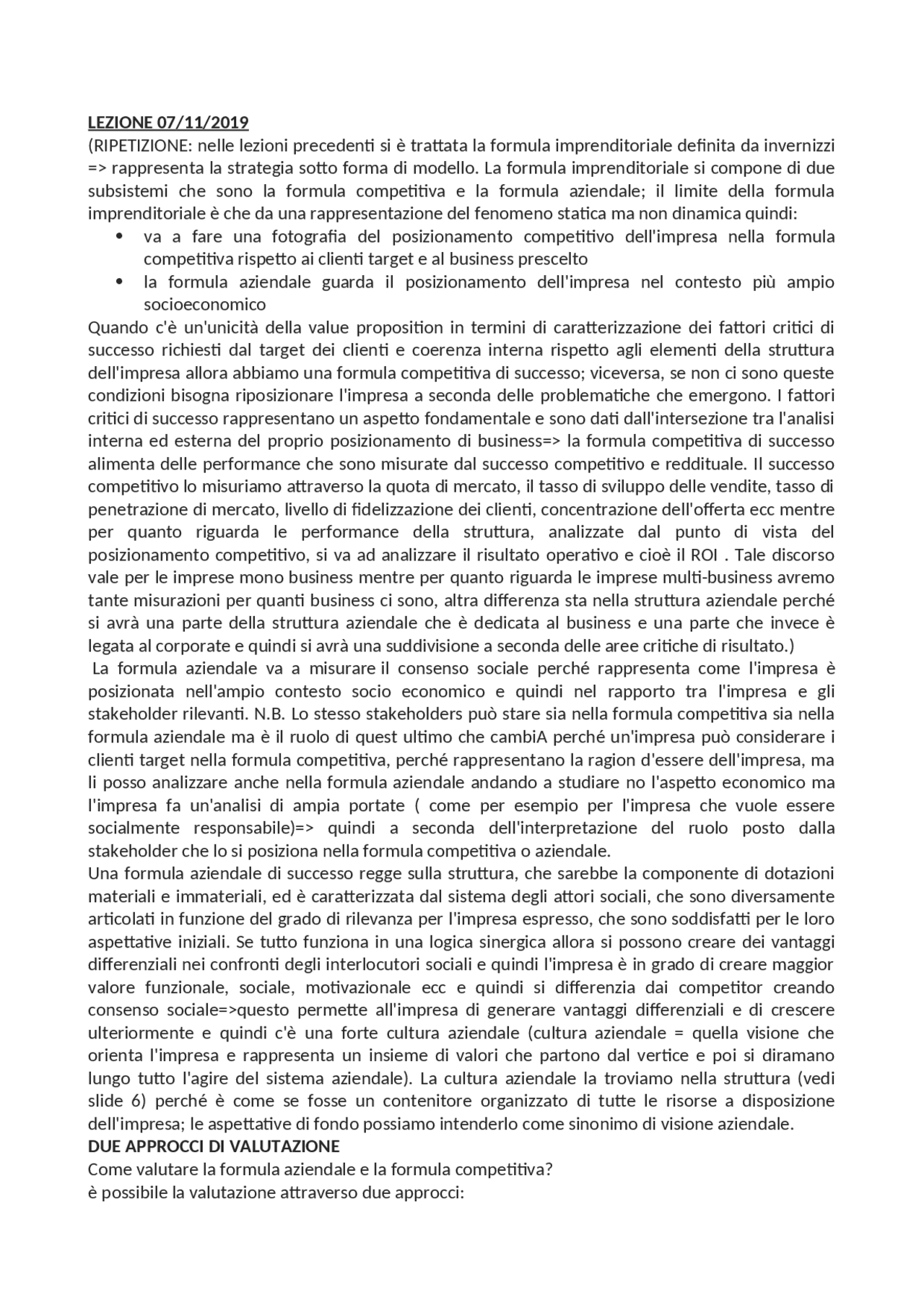 Business Strategy Appunti Presi In Classe Docsity