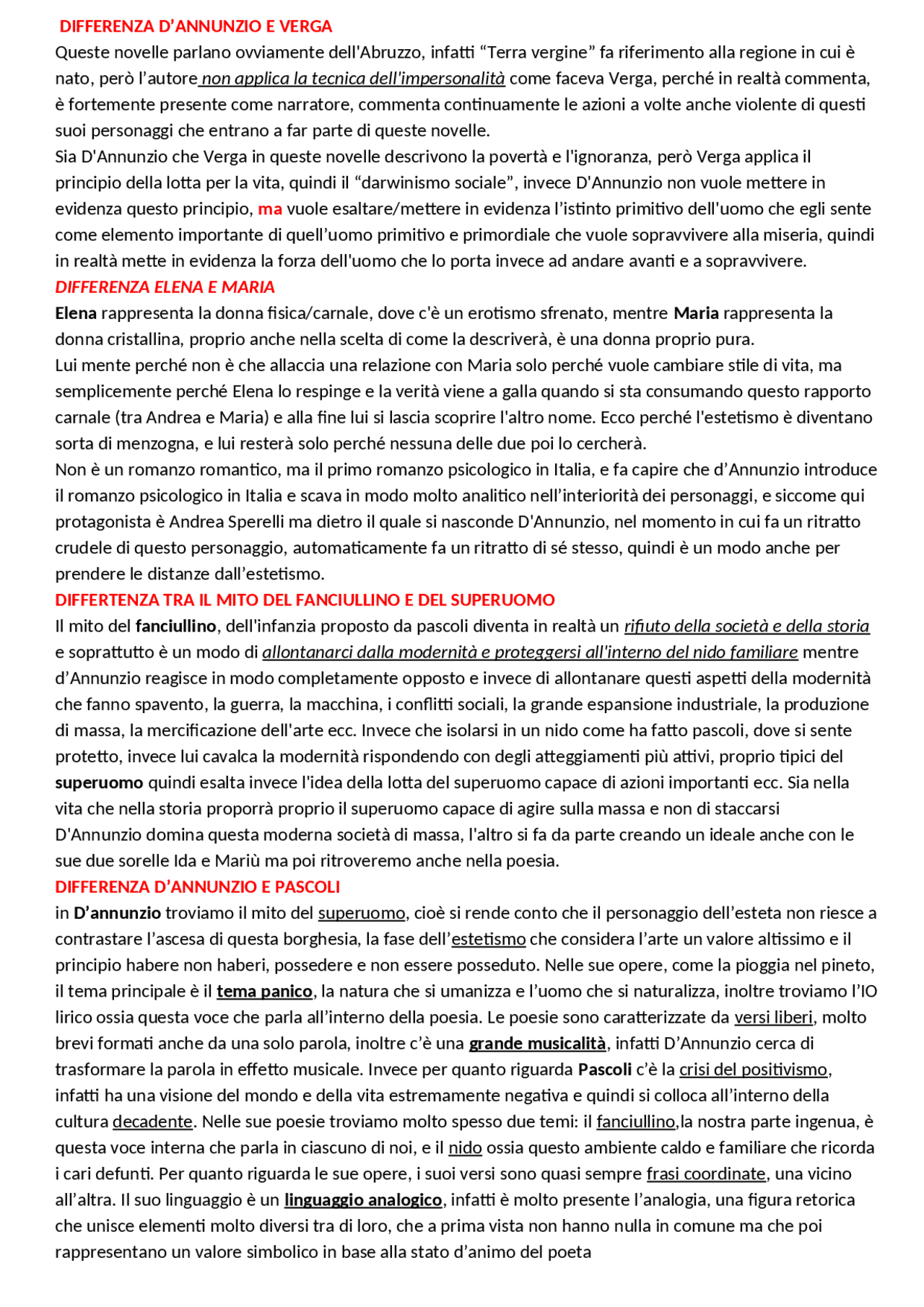 Differenze Tra Vari Autori E Protagonisti Docsity