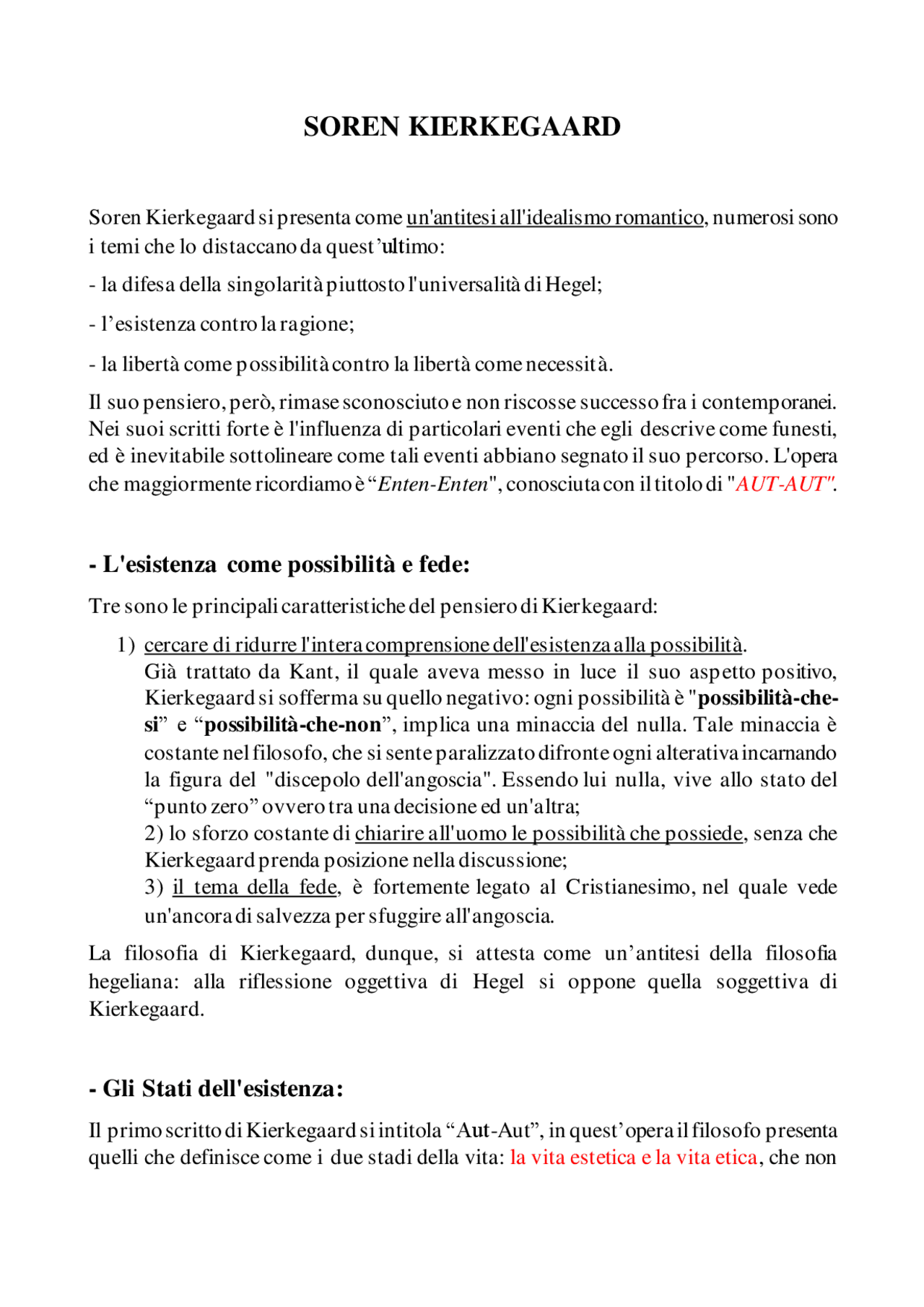Sintesi Soren Kierkegaard Docsity