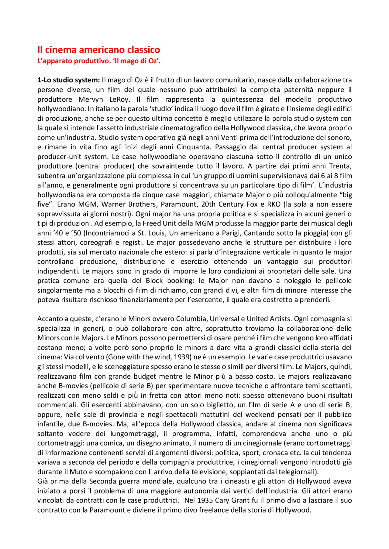 Libro Il Cinema Americano Classico Docsity