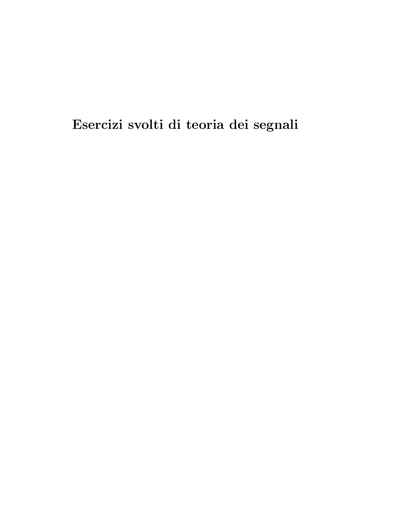 Teoria Dei Segnali Esercizi Docsity