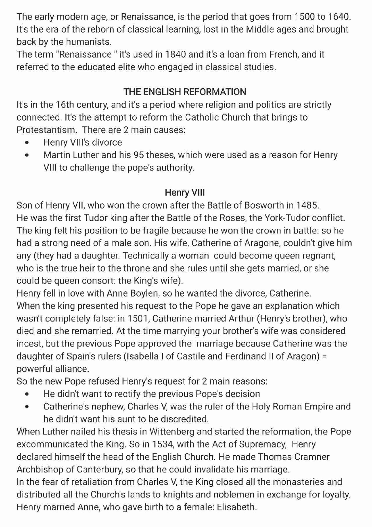 Early Modern Age History Docsity