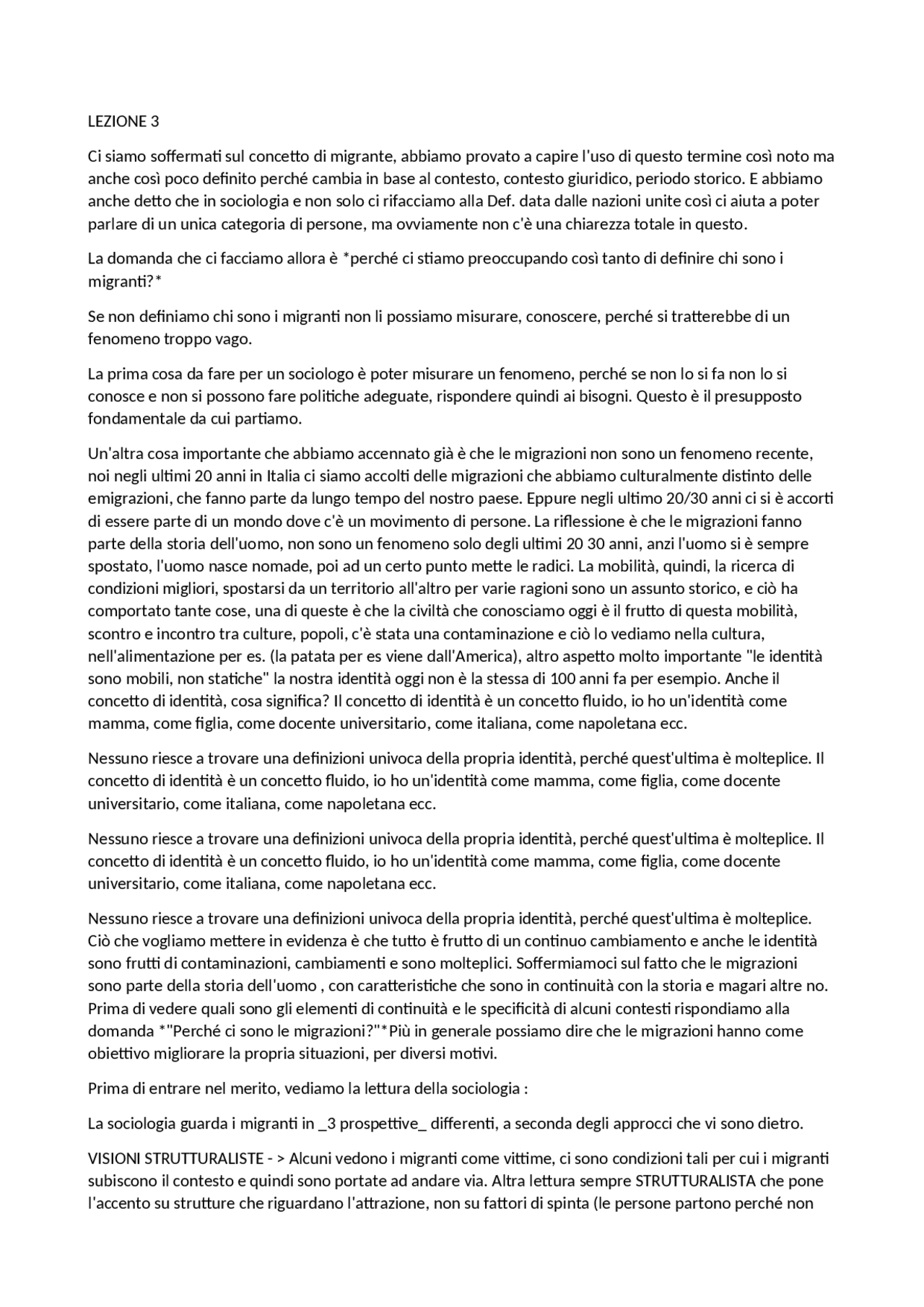 Teorie Della Migrazione Docsity