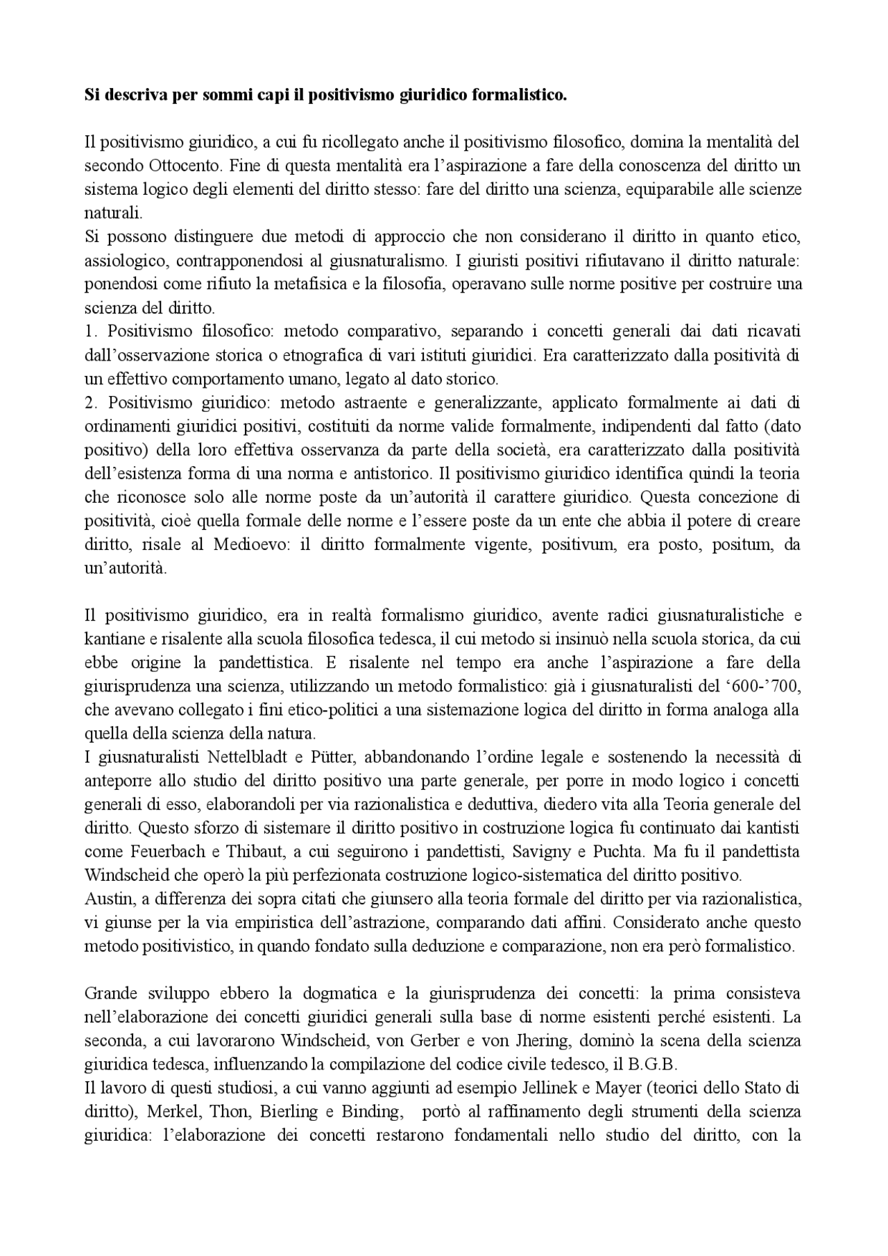 Positivismo Giuridico Formalistico Appunti Di Filosofia Del Diritto