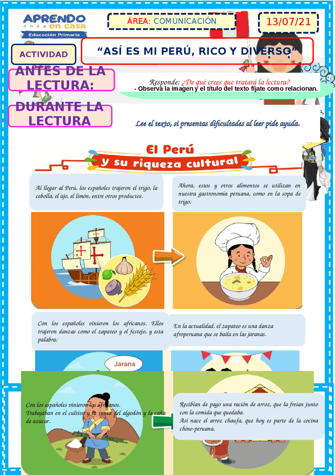 FICHA ASI ES MI PERU, RICO Y DIVERSO | Resúmenes de Historia - Docsity