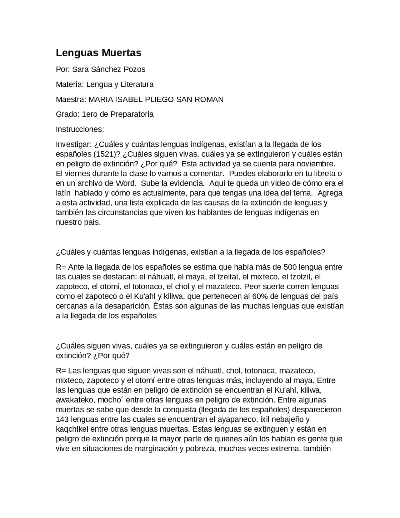 Lenguas Muertas y Porque se extinguen en la actualida - Docsity