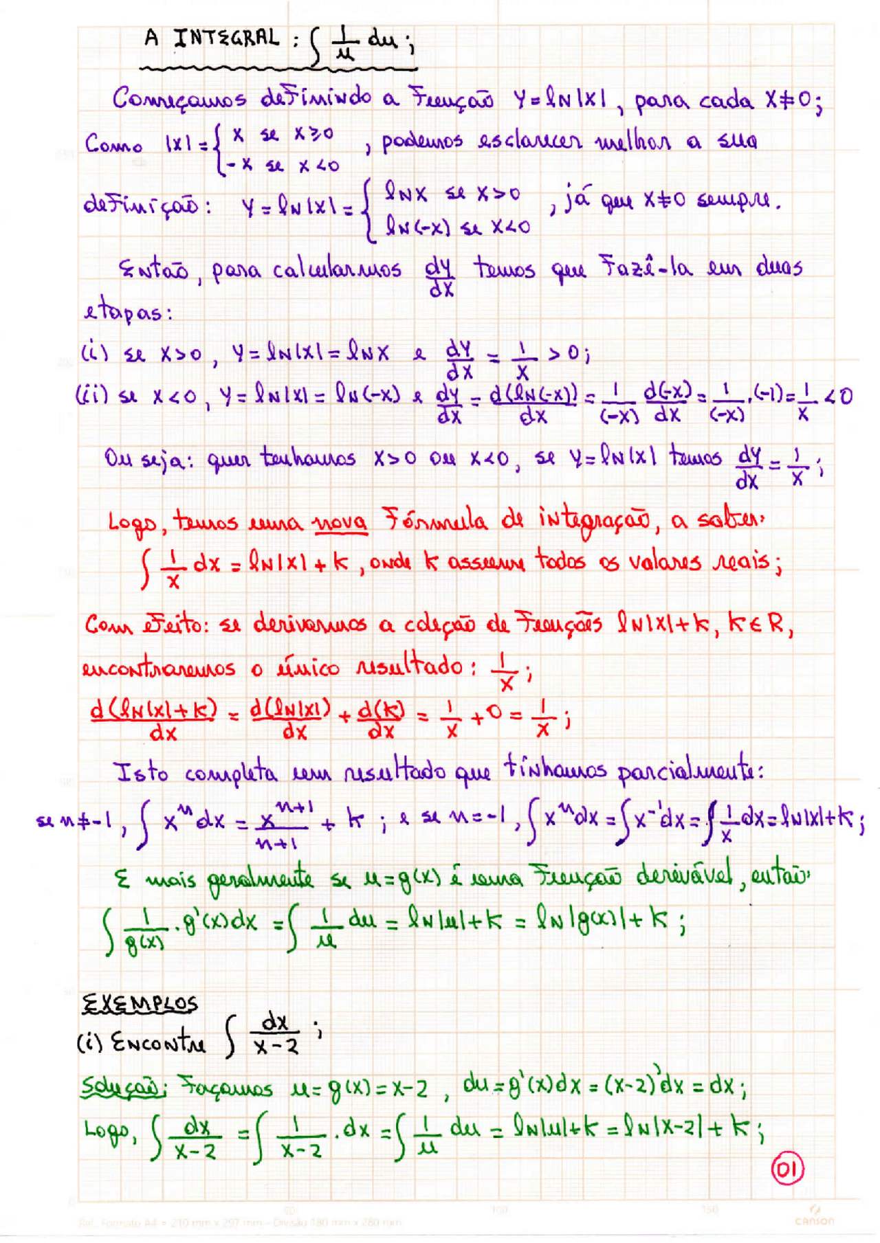 A INTEGRAL QUE RESULTA NA FUNÇÃO LOGARITMO NATURAL | Resumos Cálculo ...