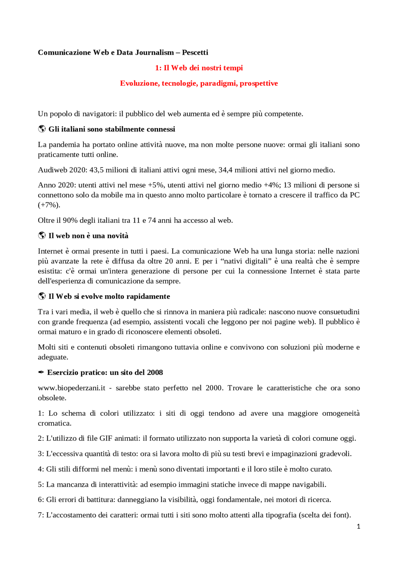 Comunicazione Web E Data Journalism Docsity