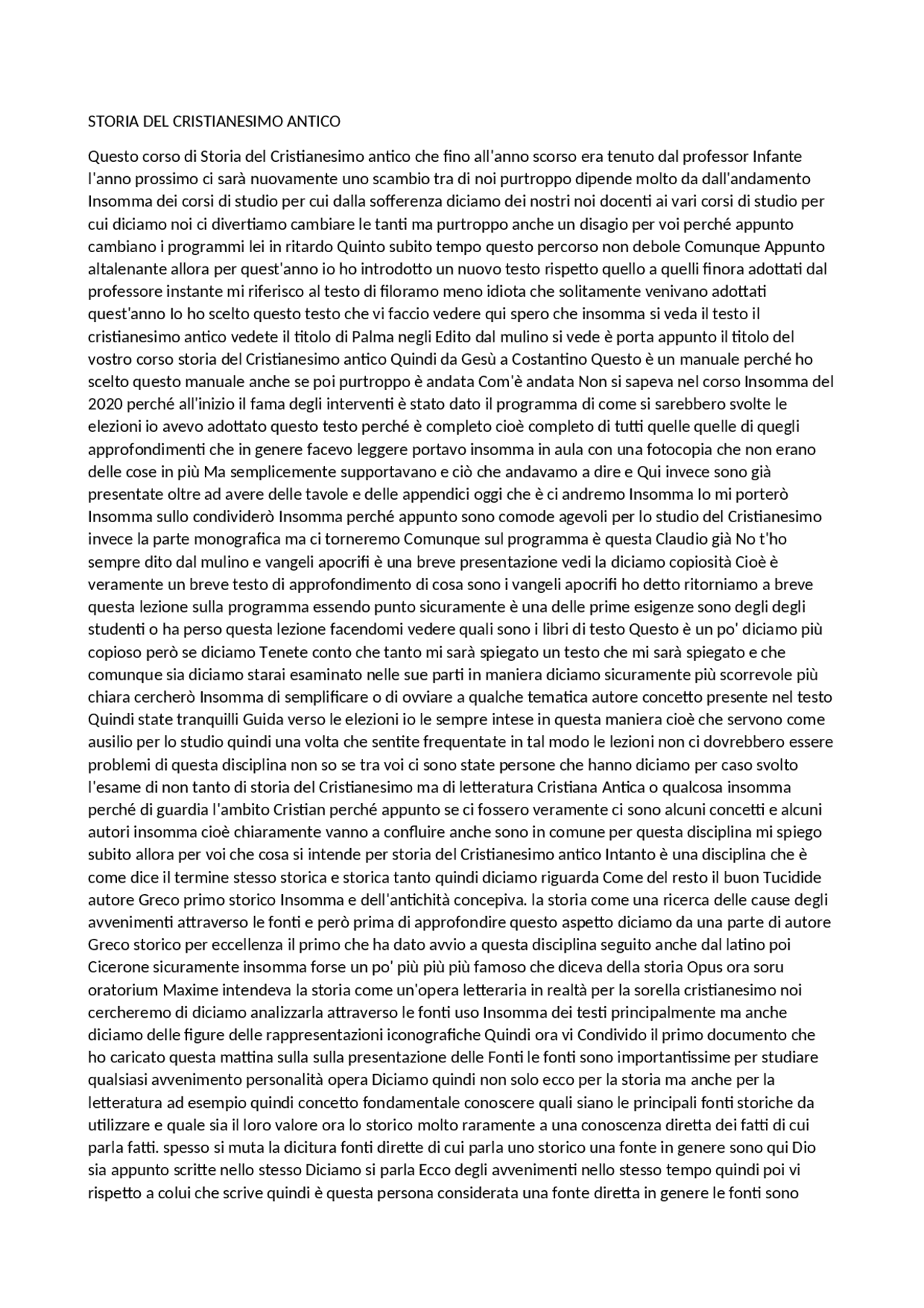 Appunti Sul Cristianesimo Antico Docsity
