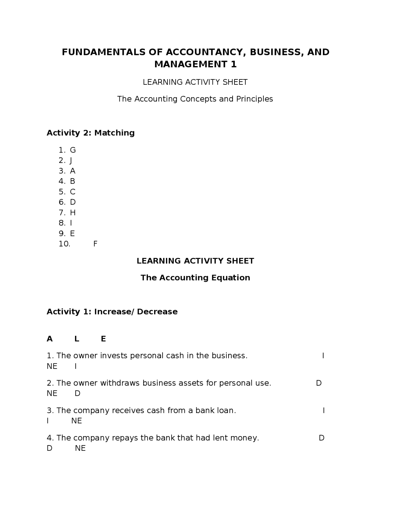 Fundamentals And Accounting Docsity