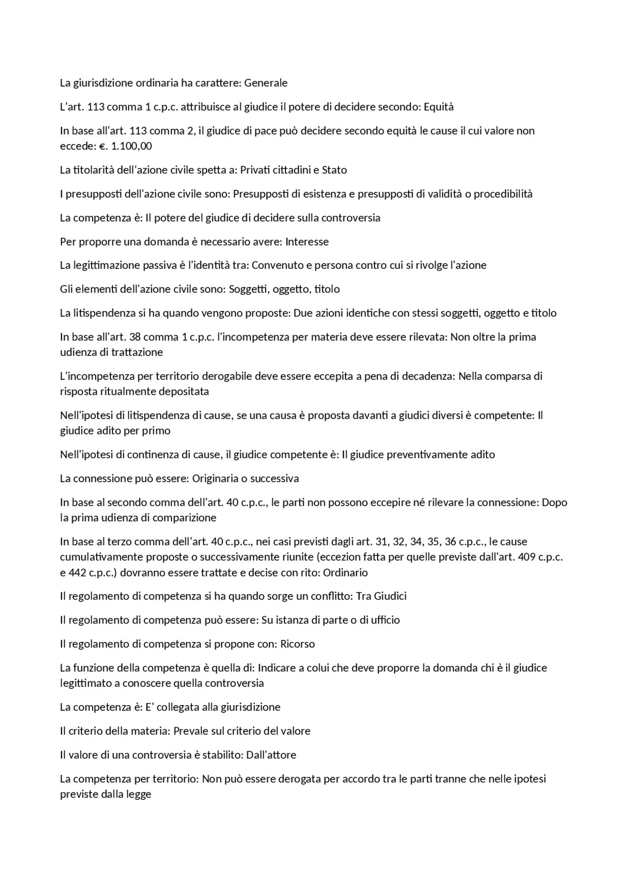 Diritto Processuale Civile Docsity