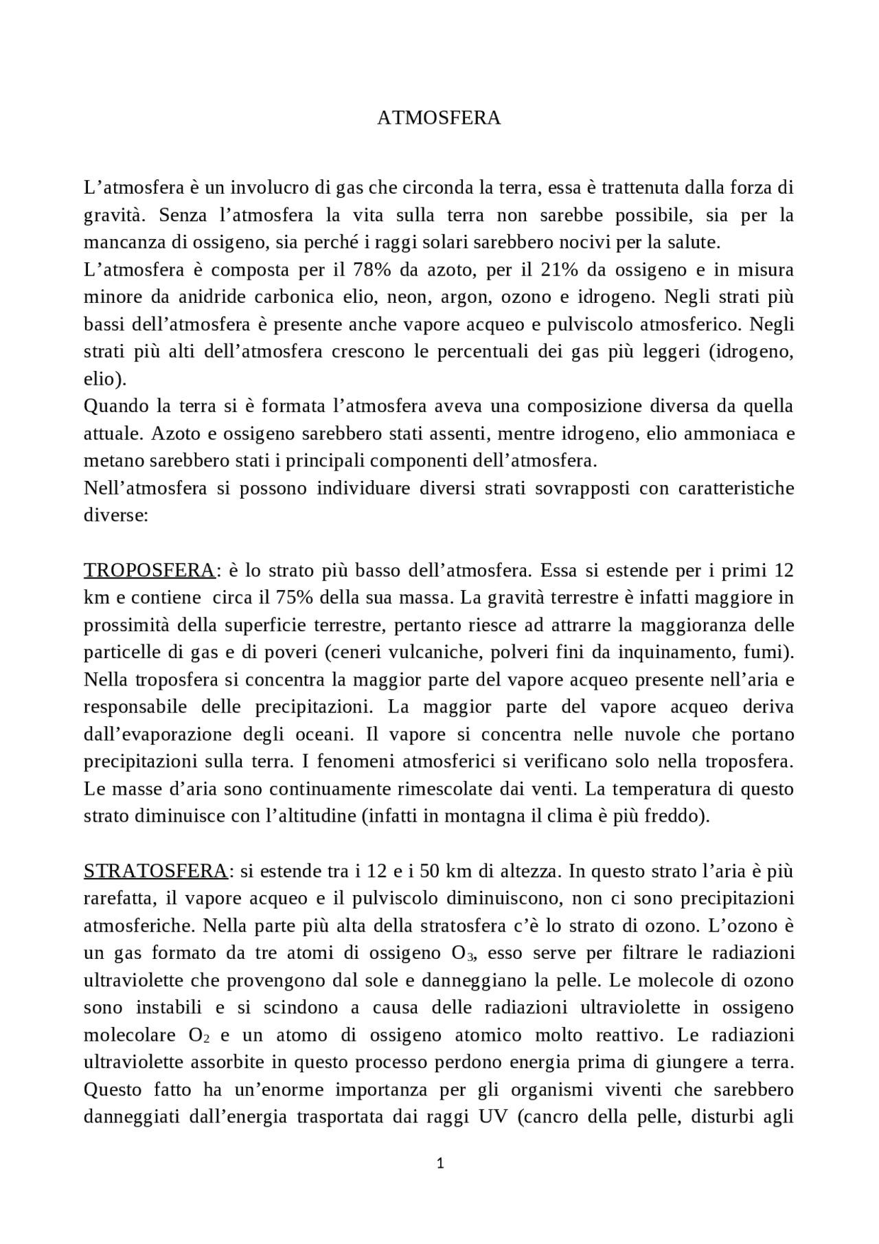 Latmosfera Scienze Della Terra Docsity