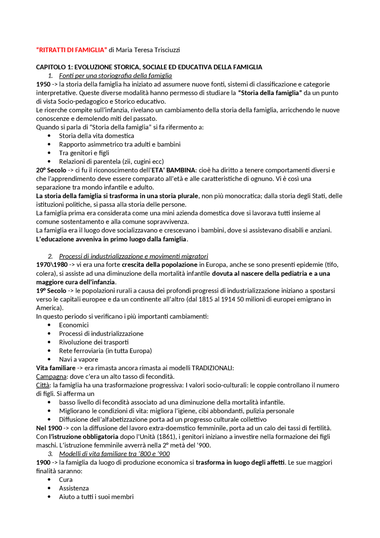 Riassunto Del Libro Ritratti Di Famiglia Docsity