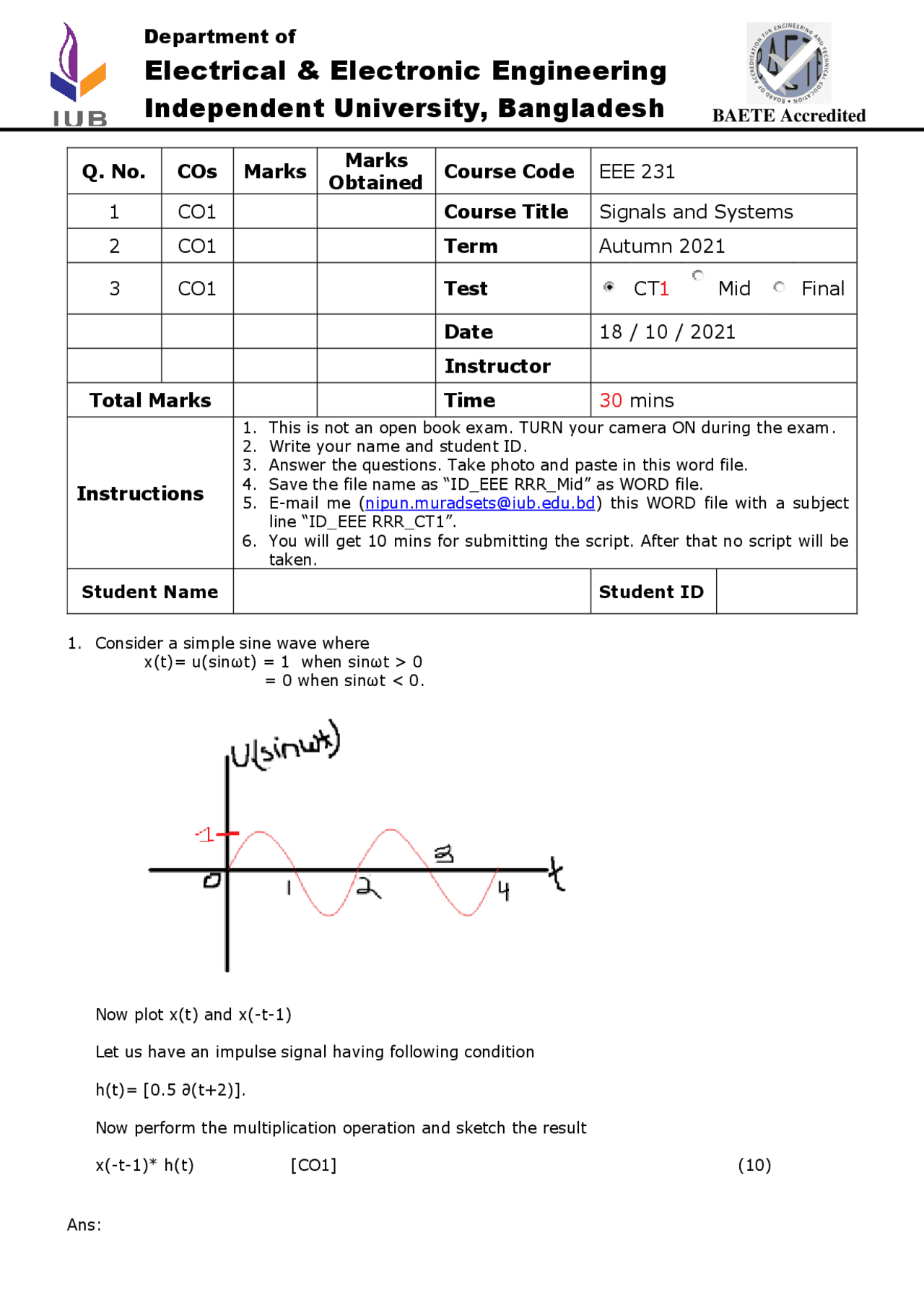 Exam For The Mid Term Docsity