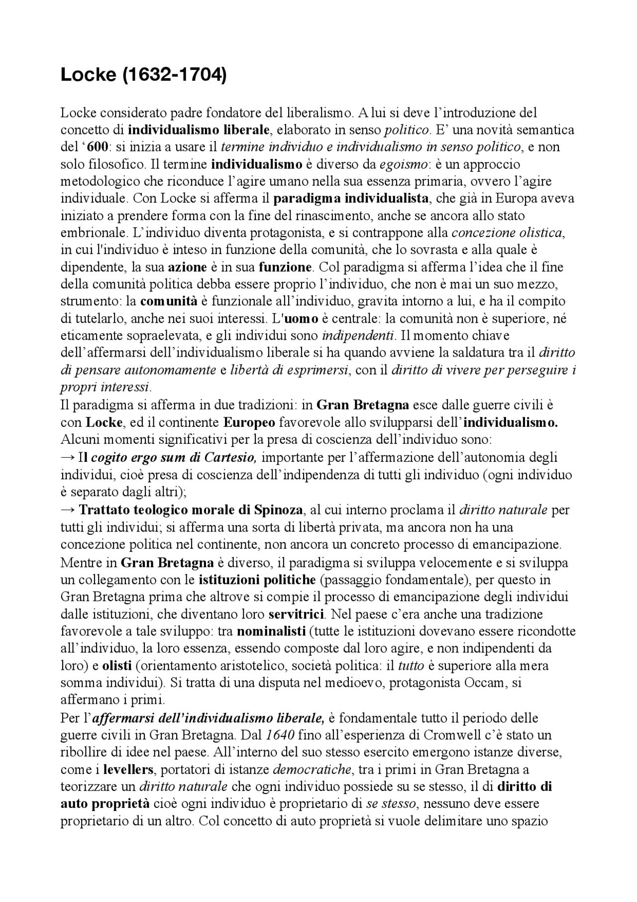 John Locke Appunti Originali Docsity