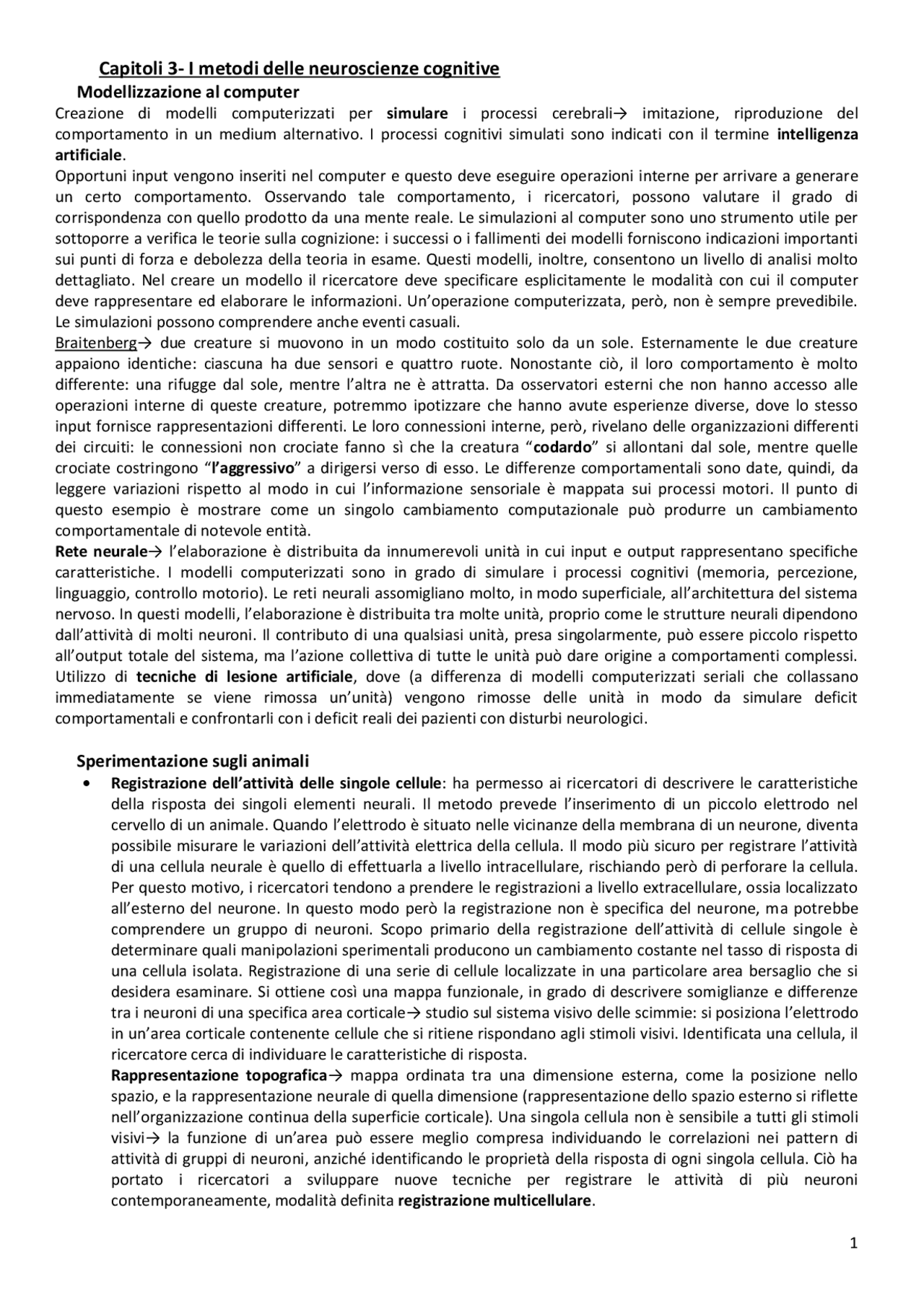 Sbobine Dellesame Di Neuroscienze Cognitive Docsity