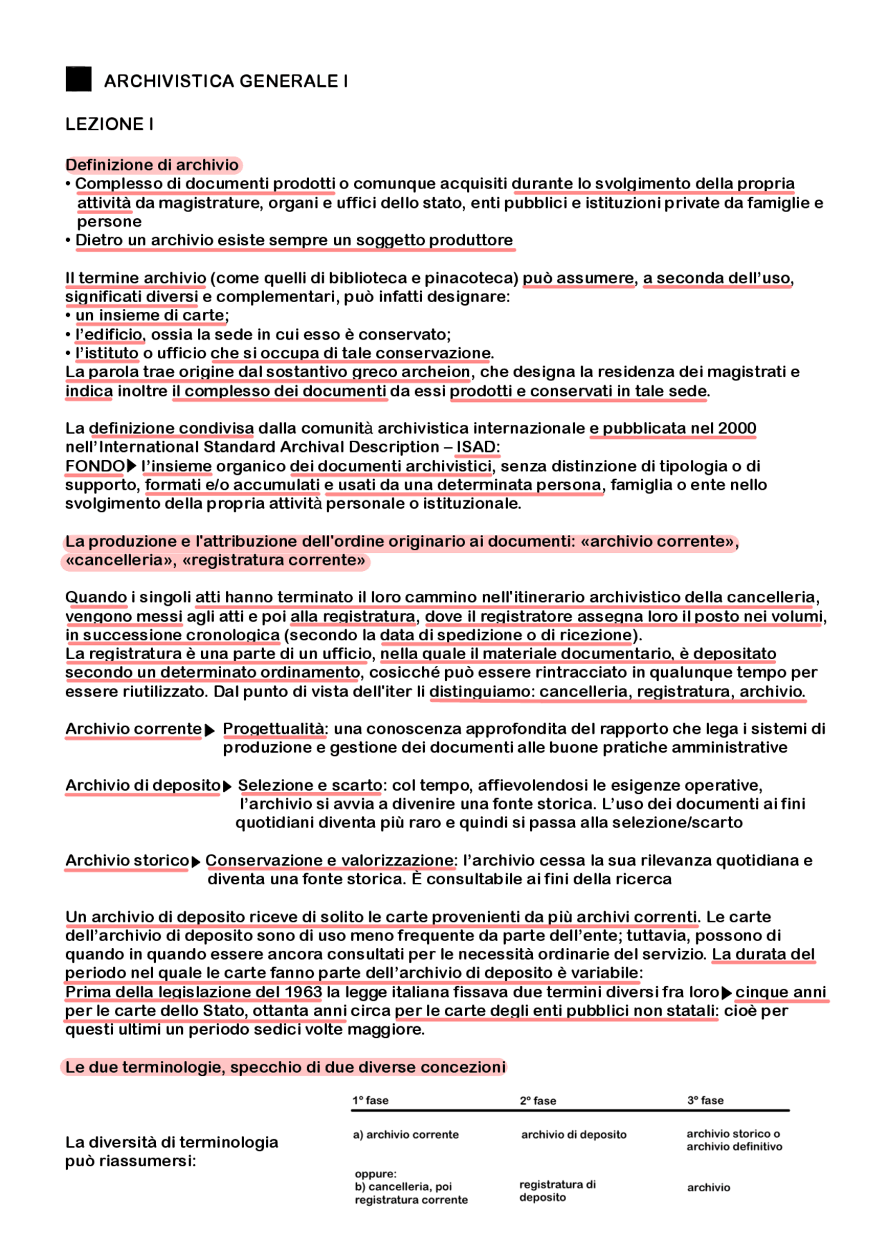 APPUNTI DI ARCHIVISTICA GENERALE | Appunti di Archivistica | Docsity