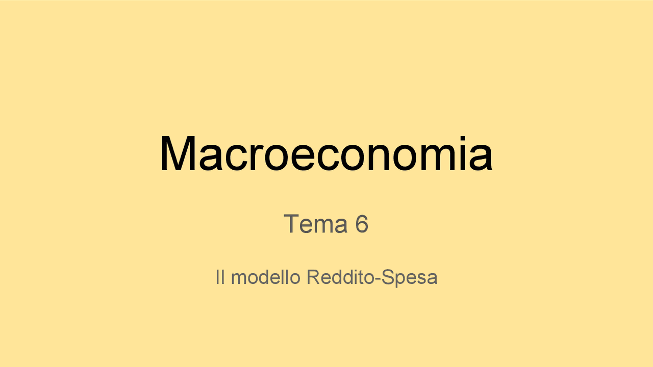 Modello Redditospesa Slide Di Macroeconomia Docsity
