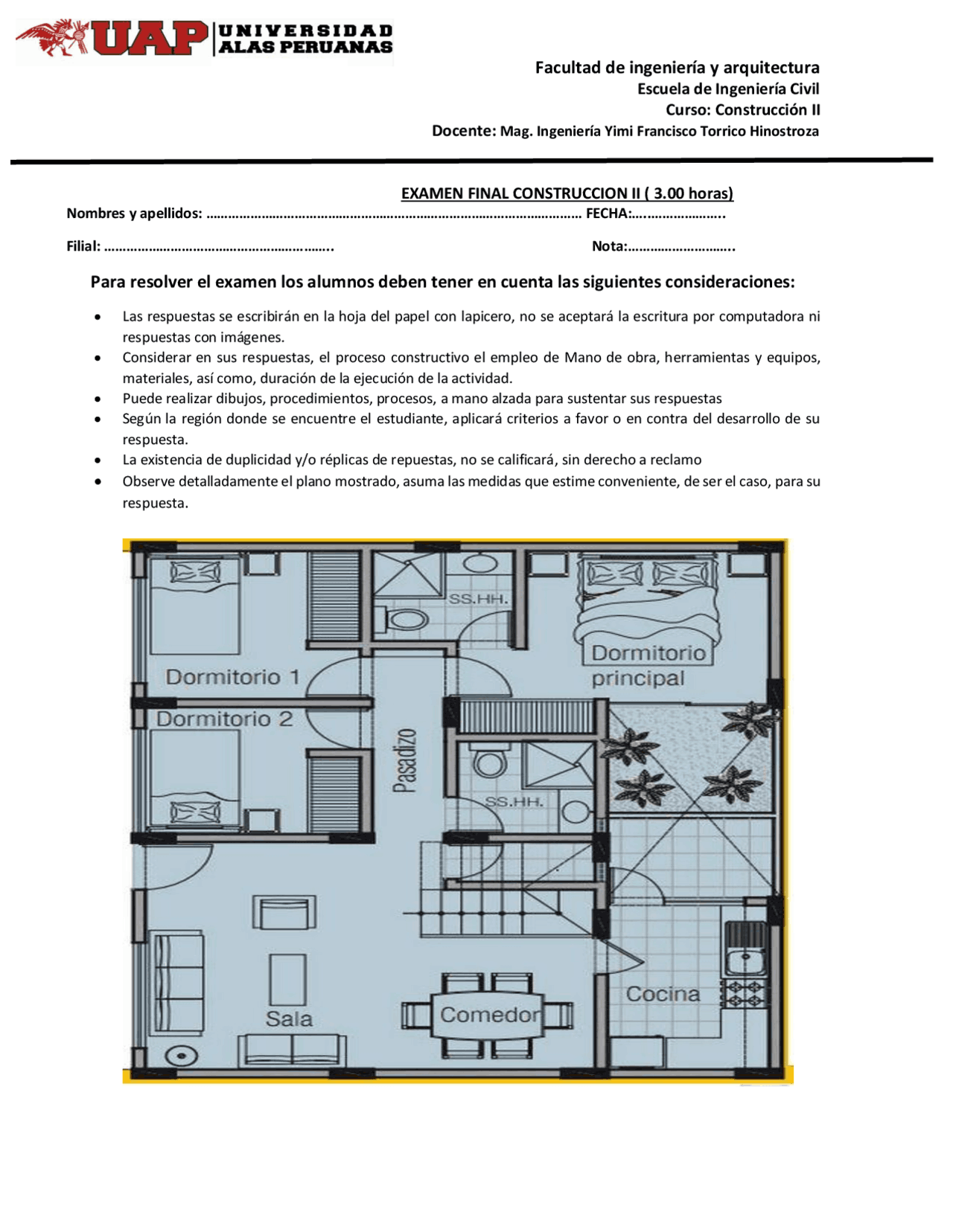 Examen Final De Construcción Ii Exámenes De Construcción Docsity