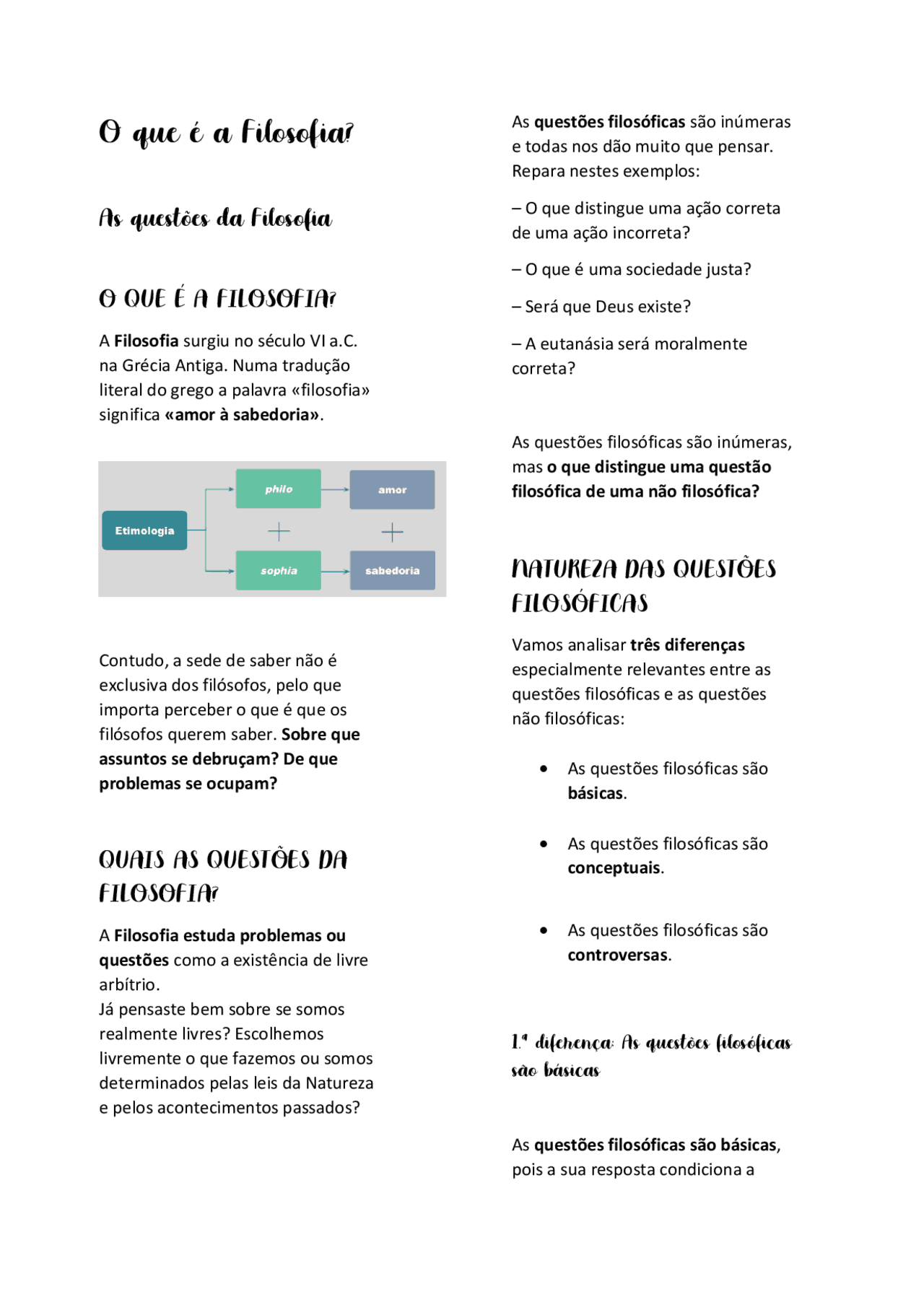 As questões filosóficas | Resumos Filosofia | Docsity