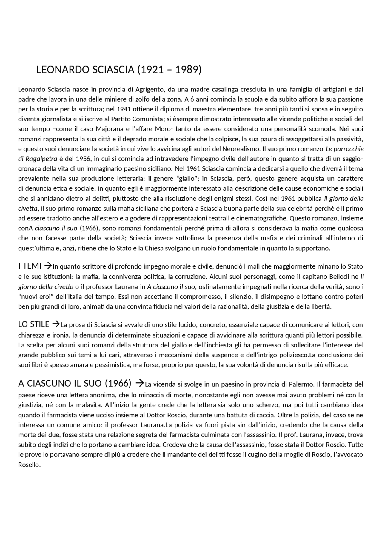 Appunti Leonardo Sciascia Docsity