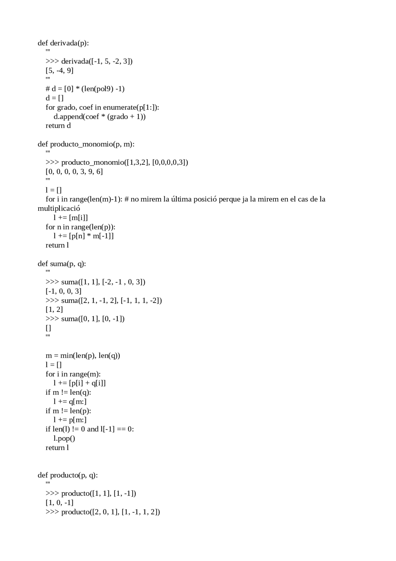 Polinomios | Exercices de Informatique | Docsity