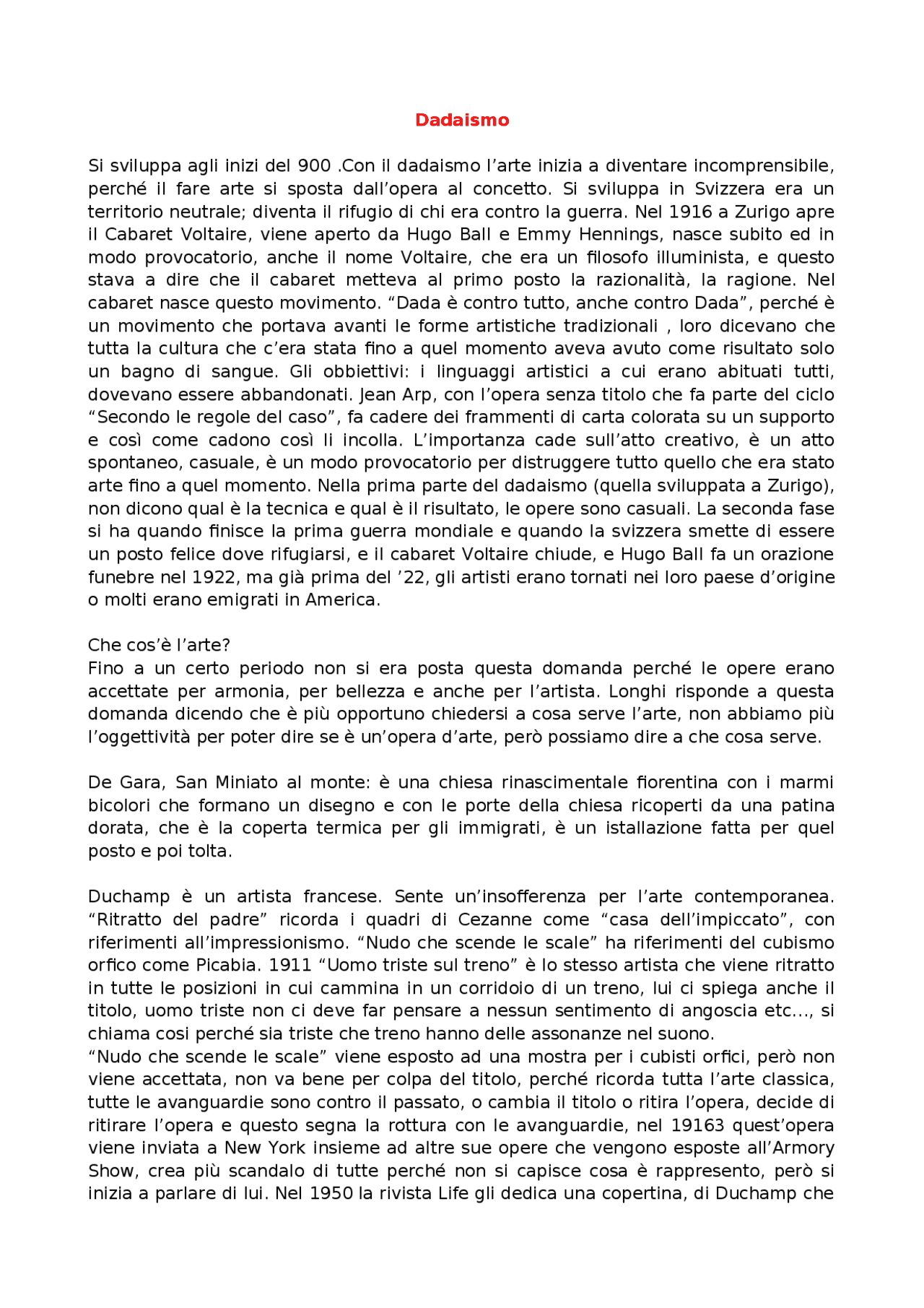 Riassunto Dadaismo Docsity