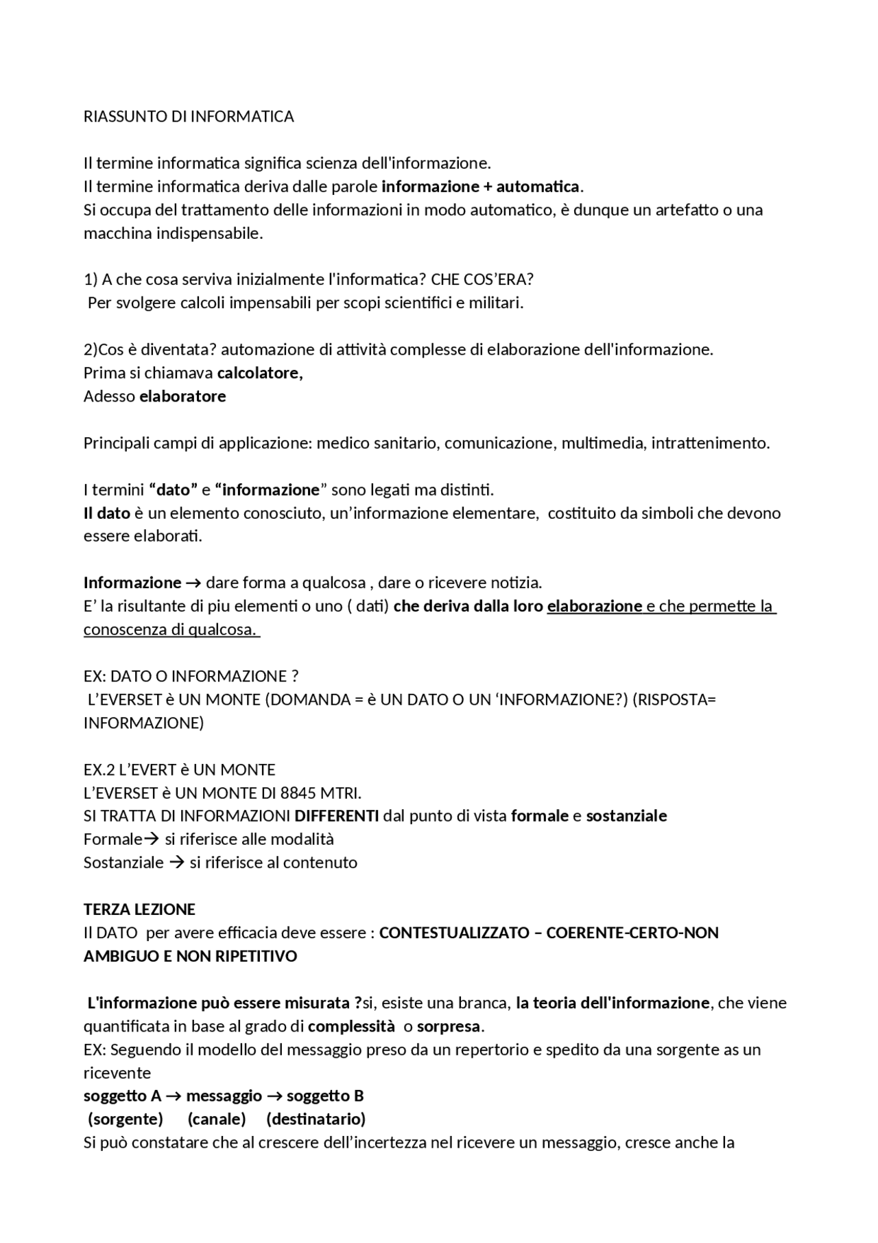 Riassunti Di Infotmatica Docsity