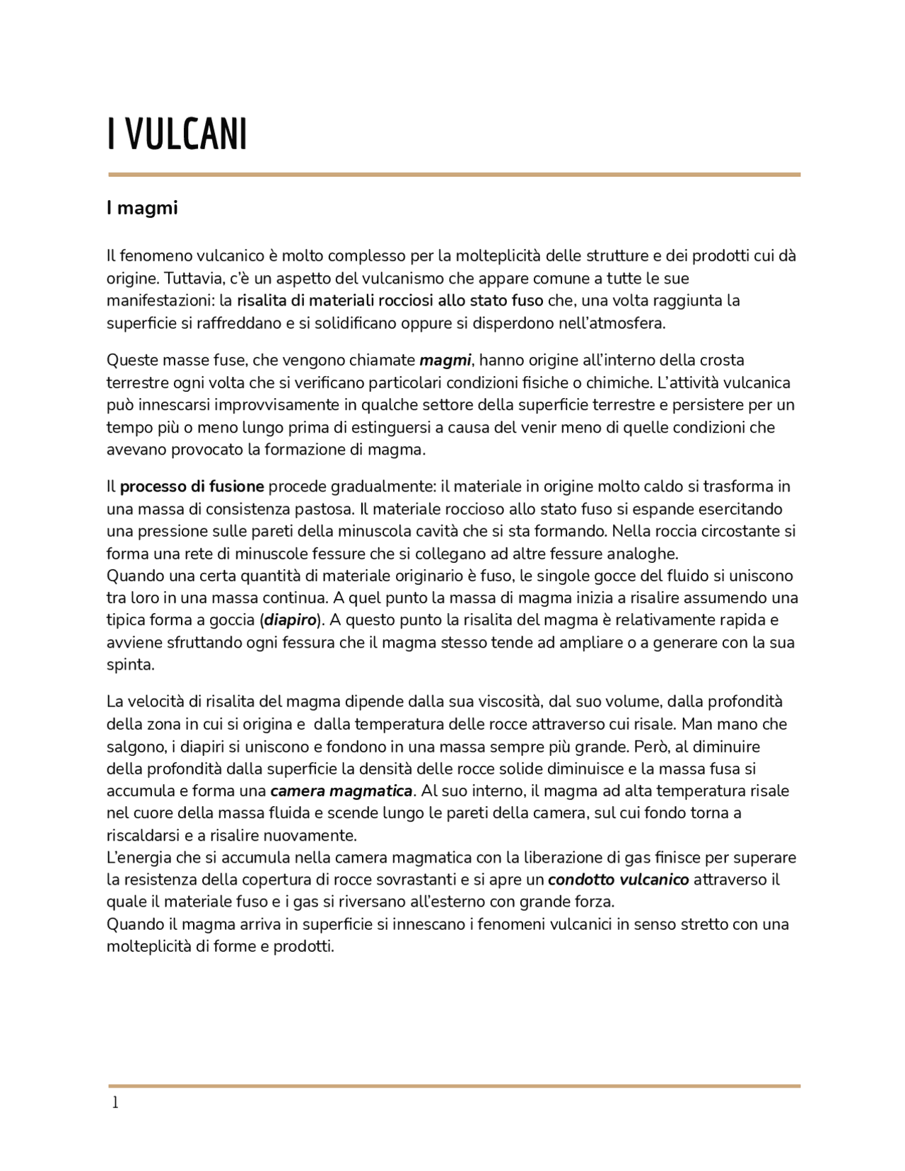 I Vulcani Riassunto Scienze Naturali Docsity