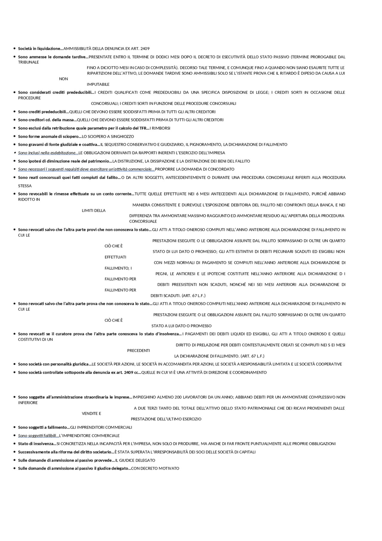 Test Diritto Fallimentare 2021 Docsity