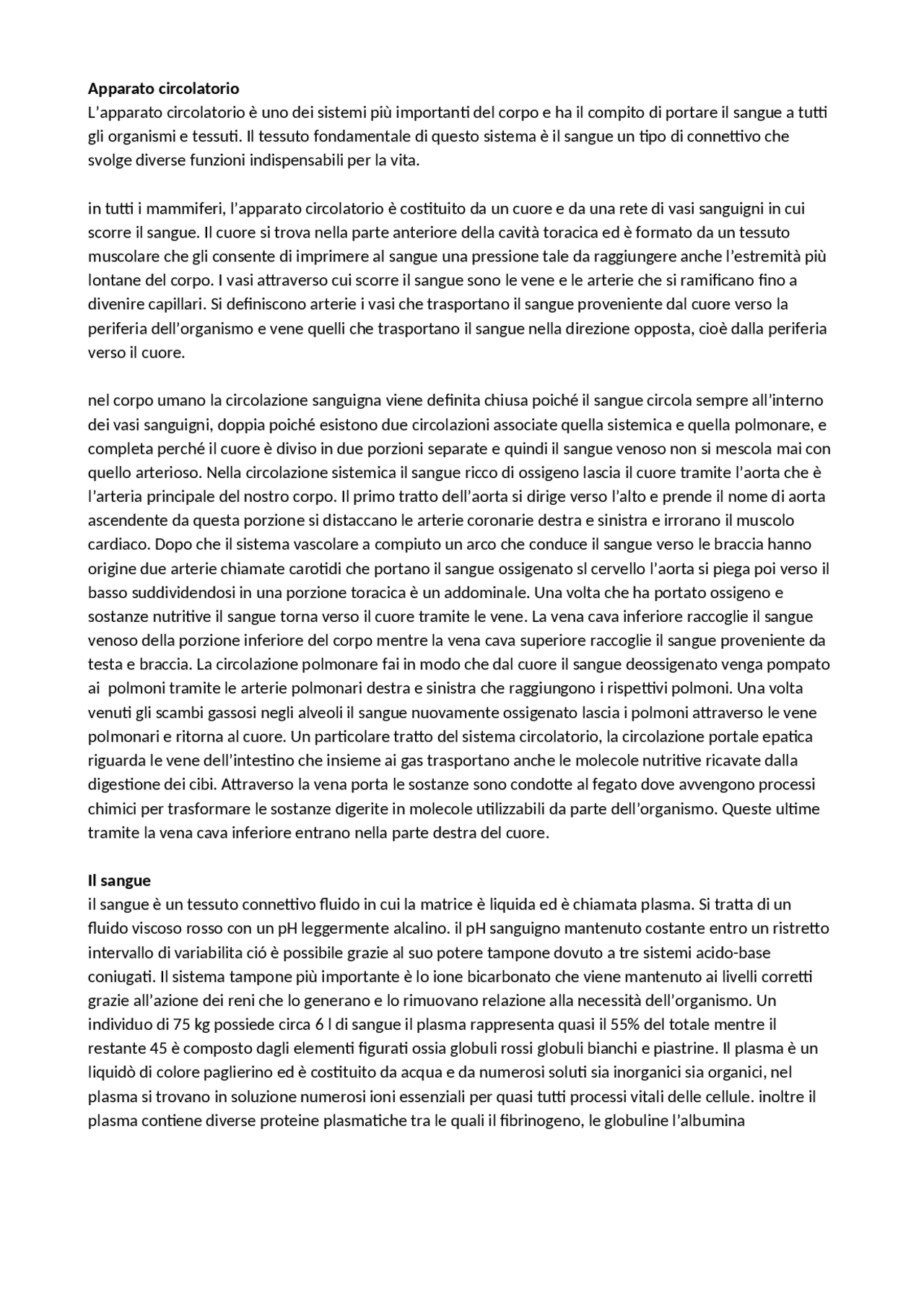 Apparato Circolatorio Docsity