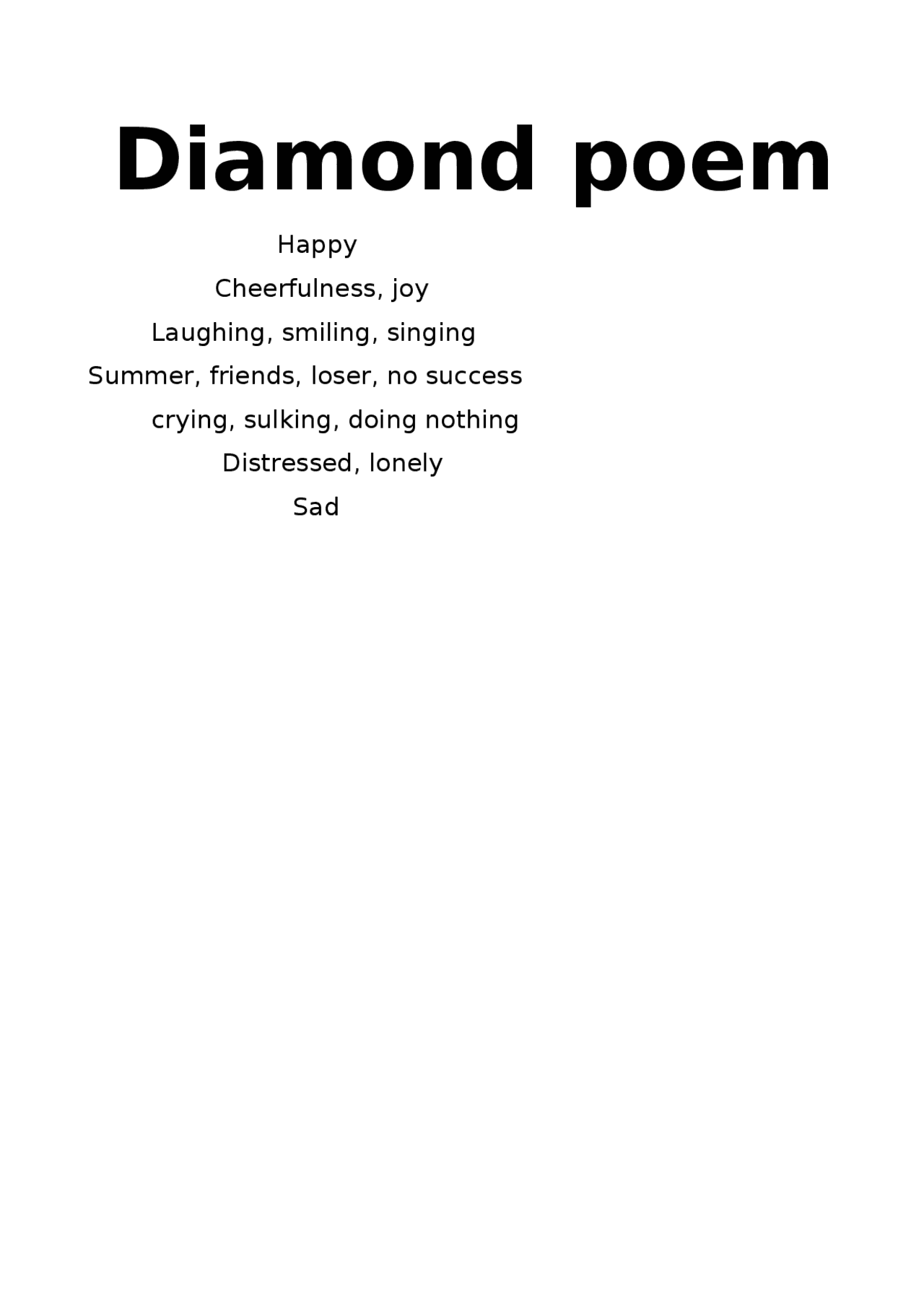 Diamonds poem, of love - Docsity