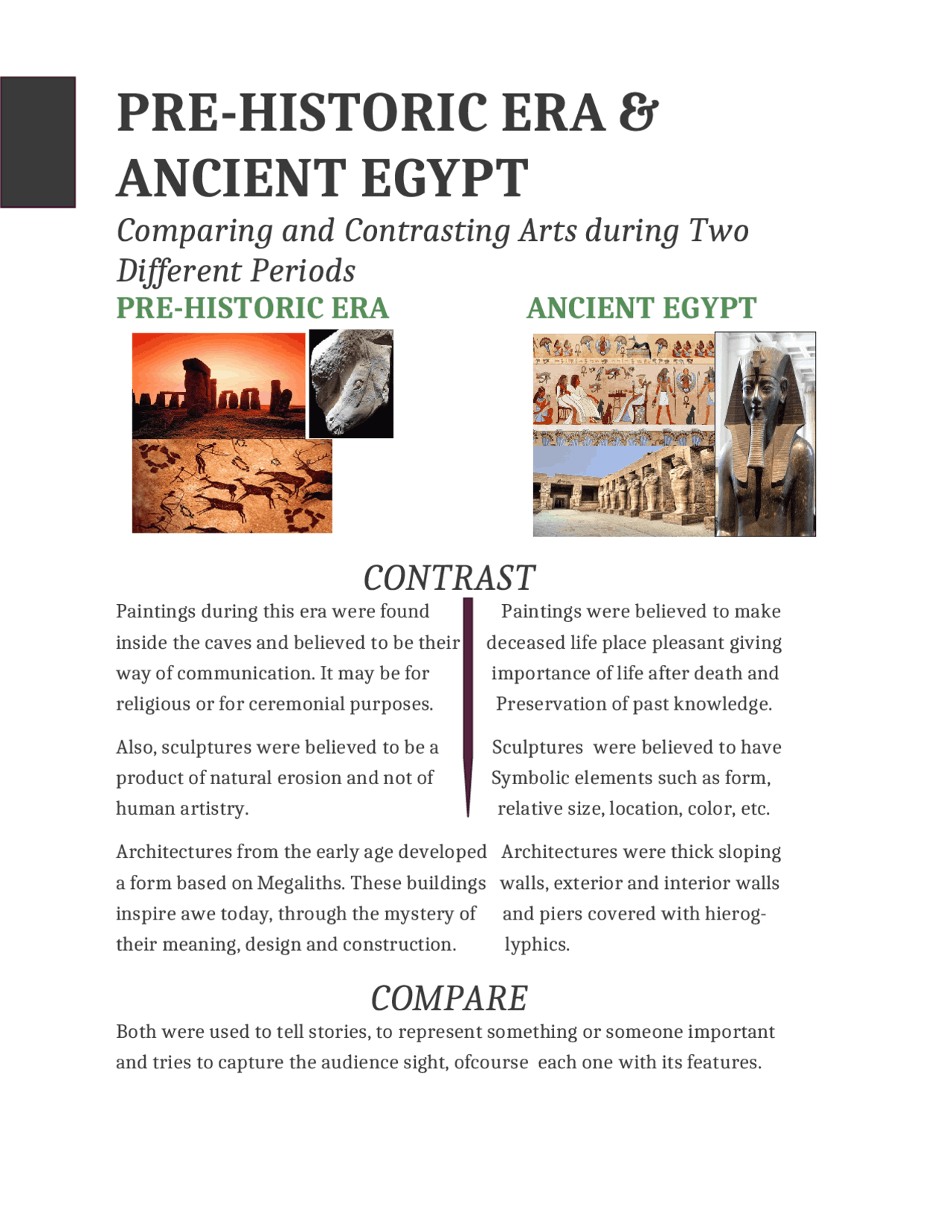 Catalogue Compare and Contrast of Different Periods - Docsity