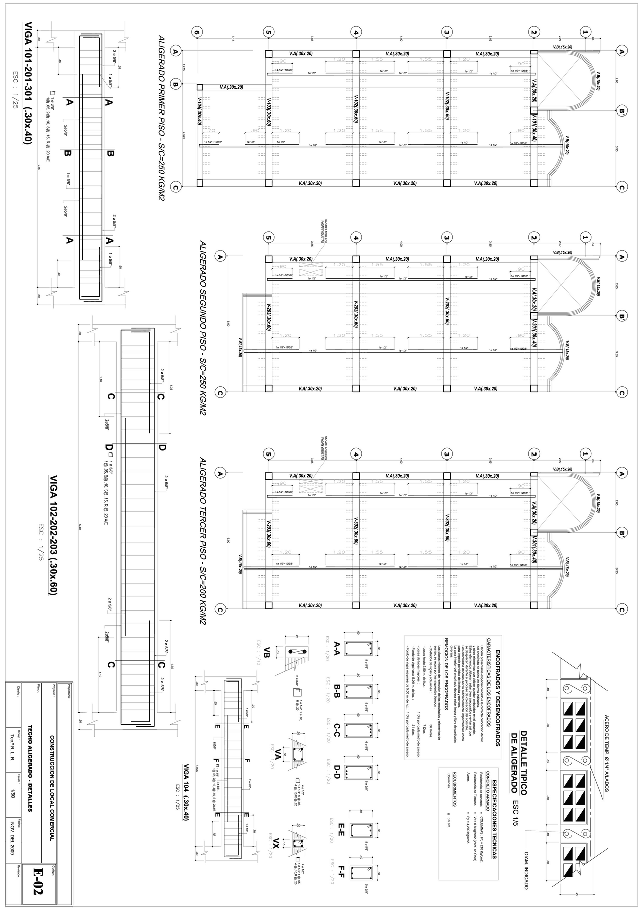 Plano de Techo aligerado en 2D - Docsity