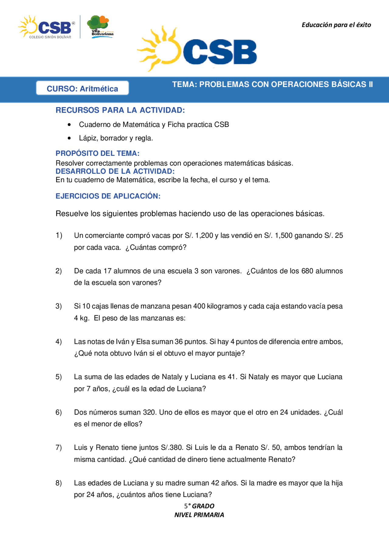Ejercicios De Aritmetica Docsity