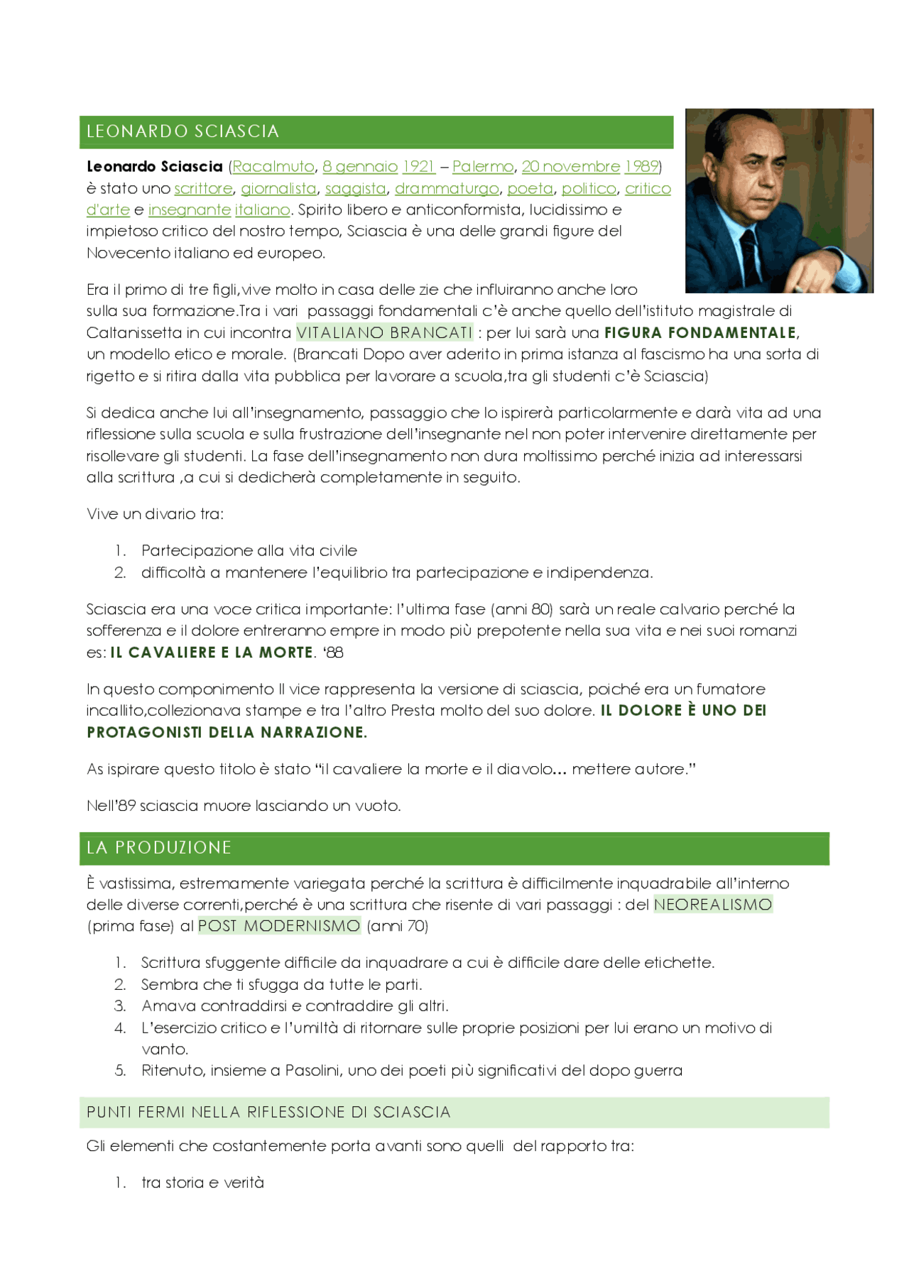 Appunti Su Leonardo Sciascia Docsity