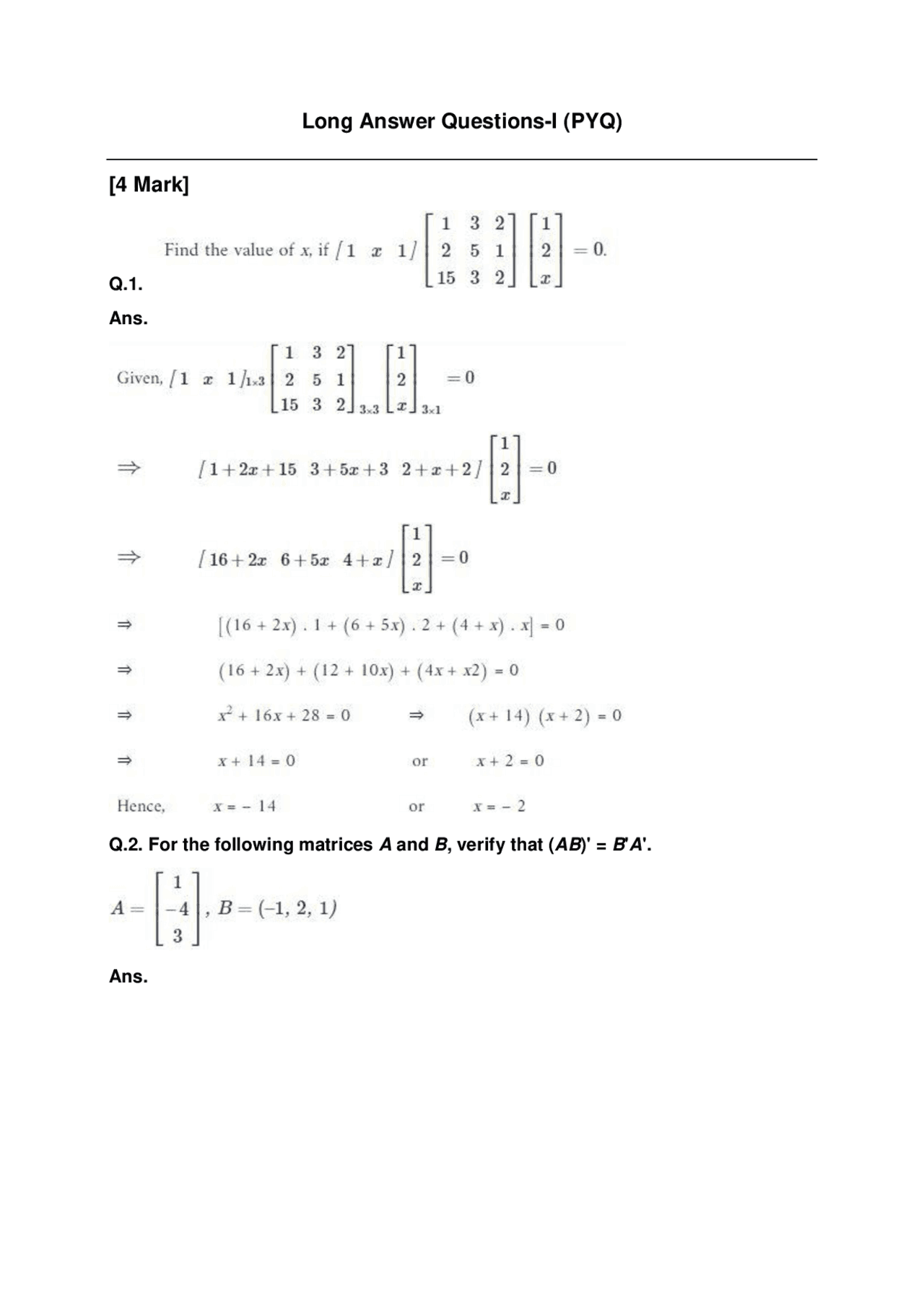 Long answer QUESTIONS - Docsity